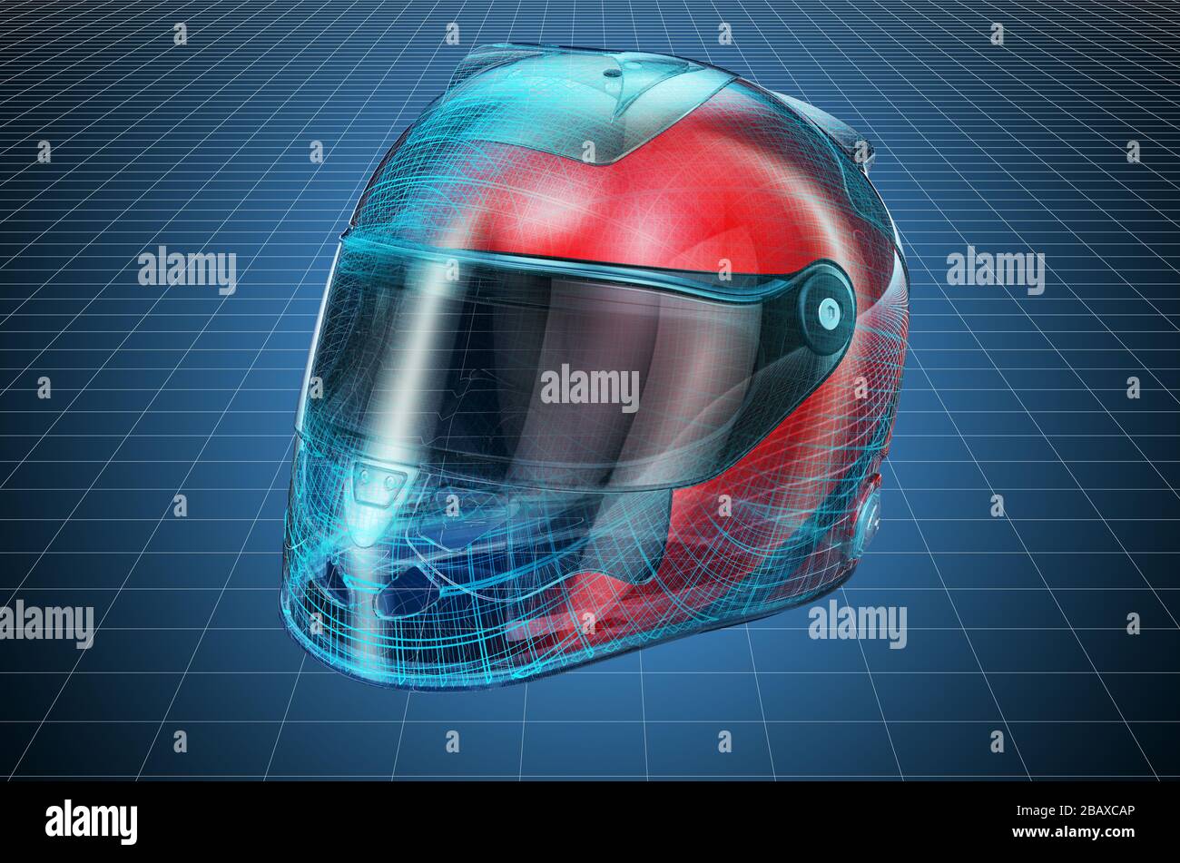 Visualization 3d cad model of racing helmet. 3D rendering Stock Photo ...