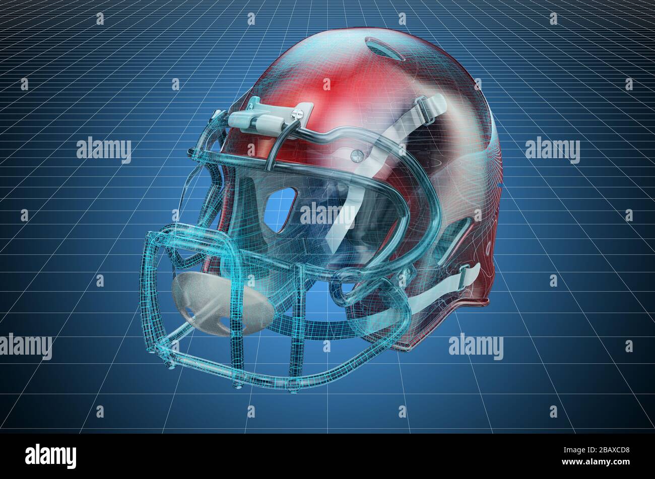 Visualization 3d cad model of football helmet. 3D rendering Stock Photo ...