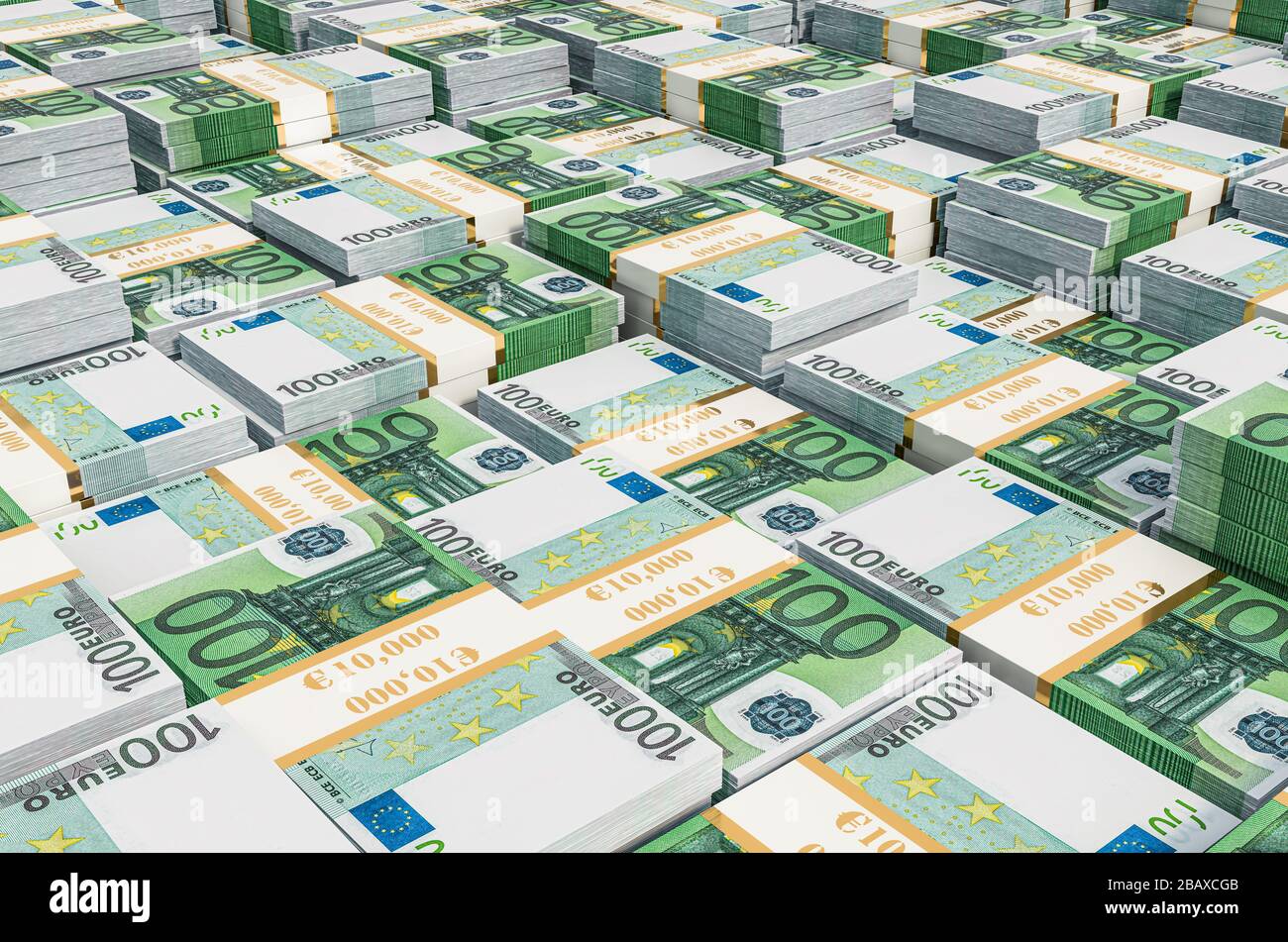 Background from euro packs, 3D rendering Stock Photo - Alamy