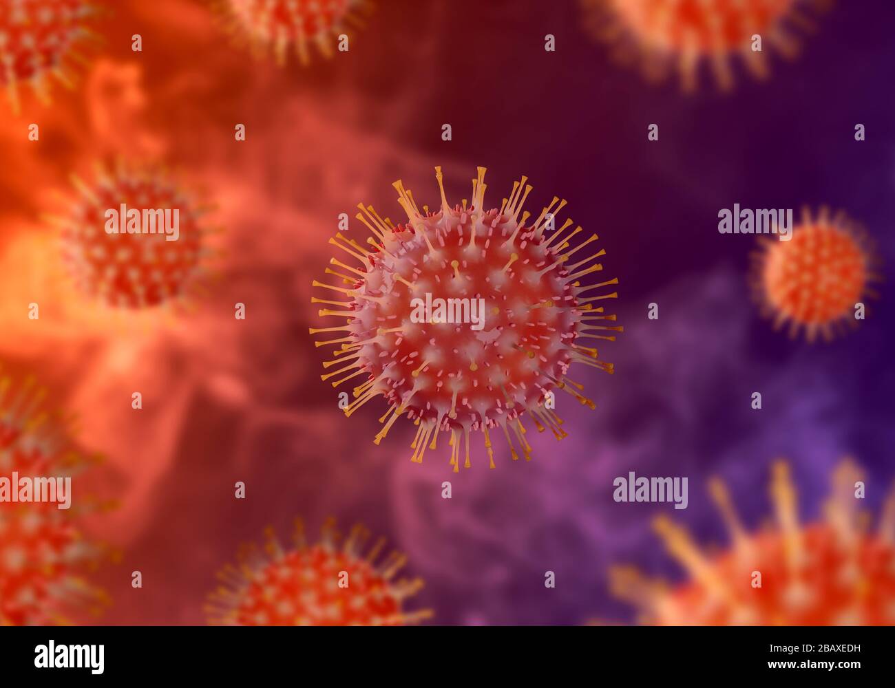 Abstract 3D medical illustration Coronavirus disease COVID-19 infection ...