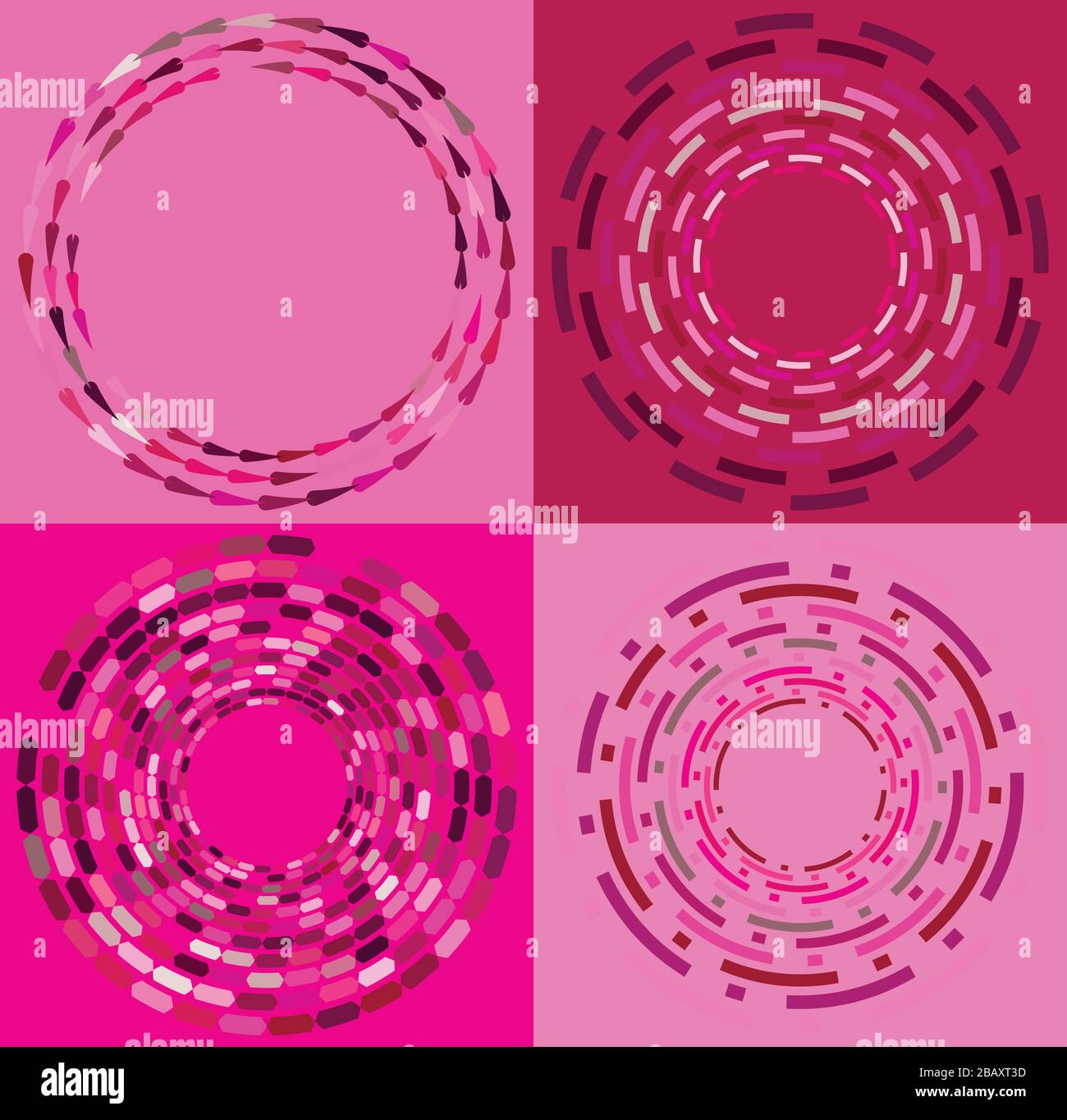 set of colorful, multicolor and monochrome cyclic, cycle concentric ...