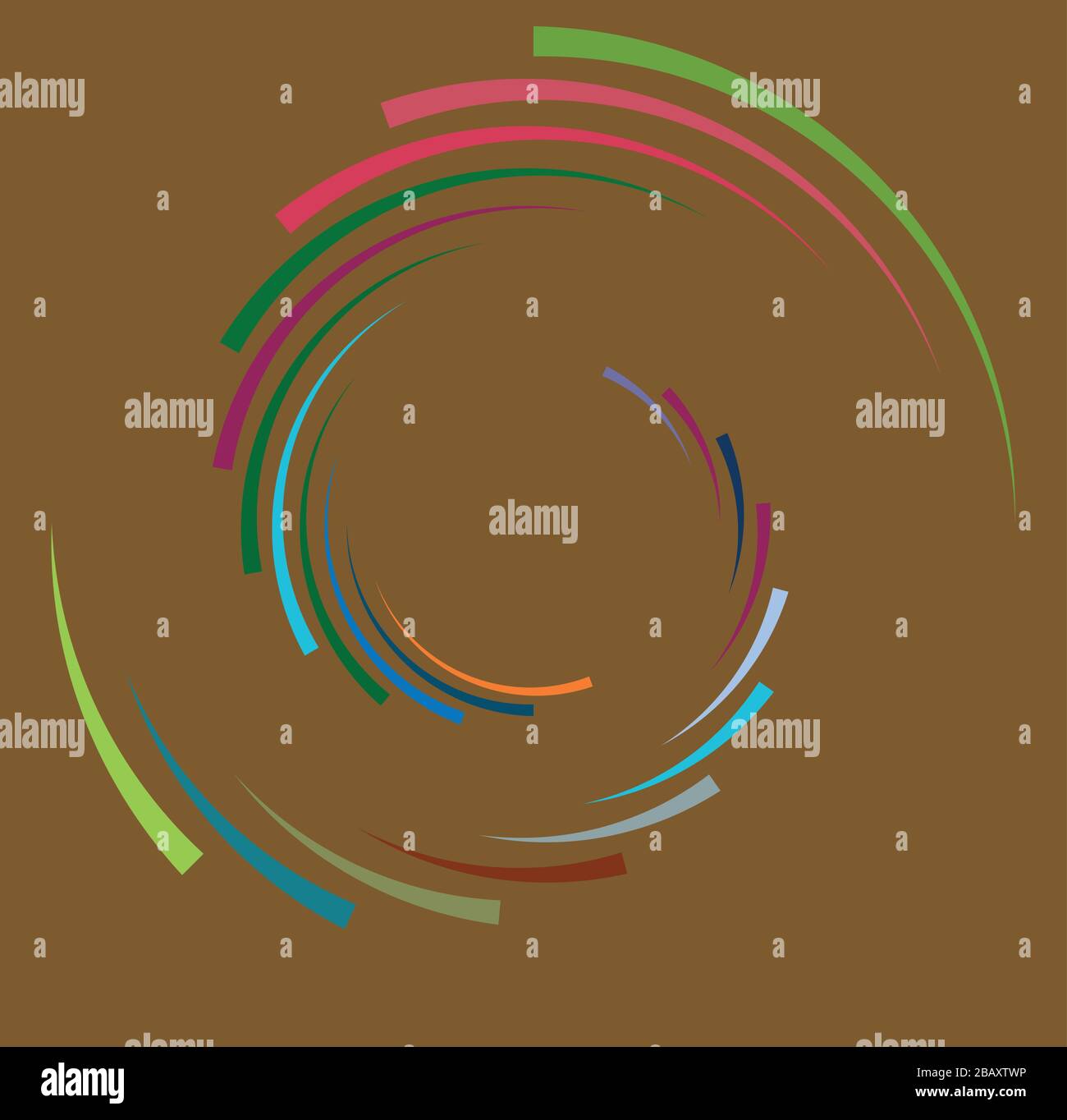 Single mottled, multi-color and colorful spiral, swirl, twirl element ...