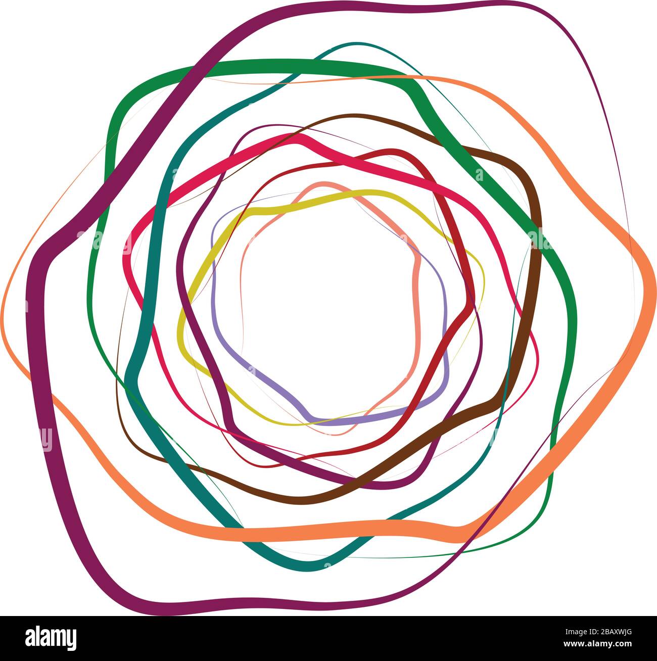 Single mottled, multi-color and colorful spiral, swirl, twirl element ...