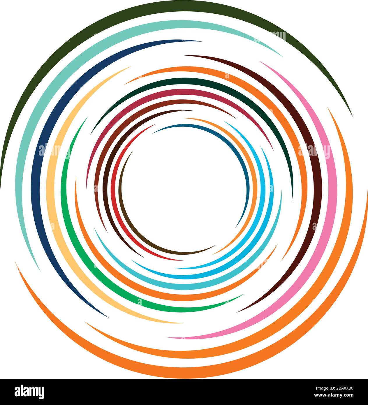 Single mottled, multi-color and colorful spiral, swirl, twirl element ...