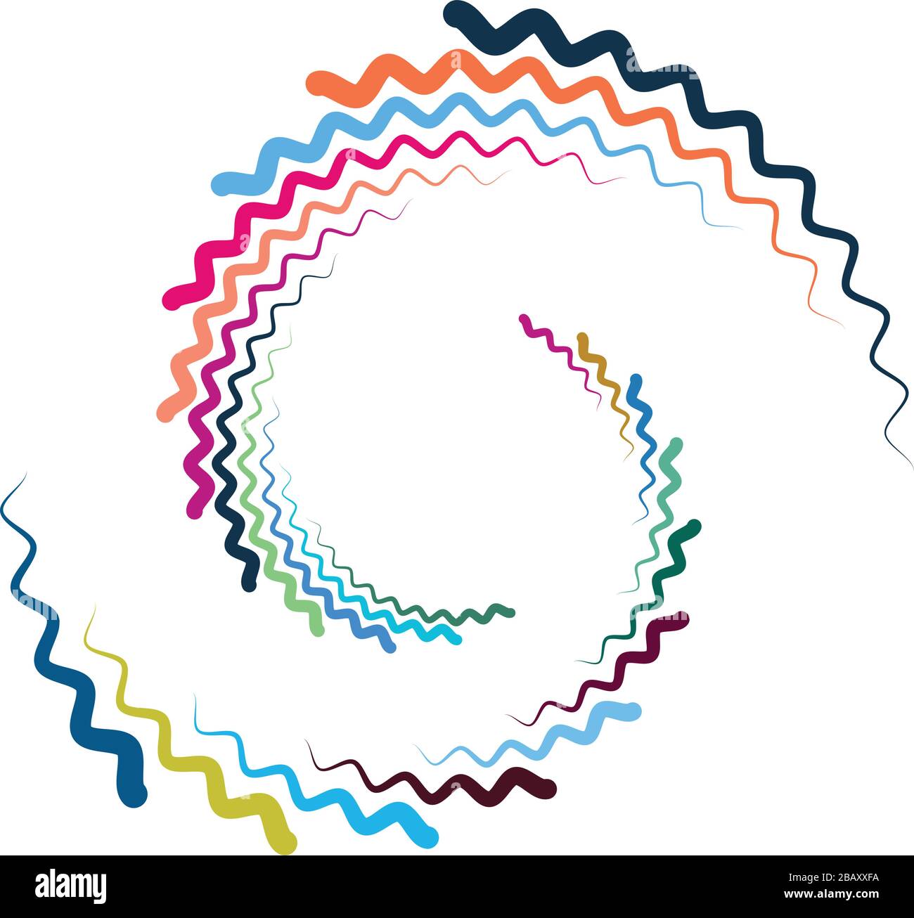 Single mottled, multi-color and colorful spiral, swirl, twirl element ...