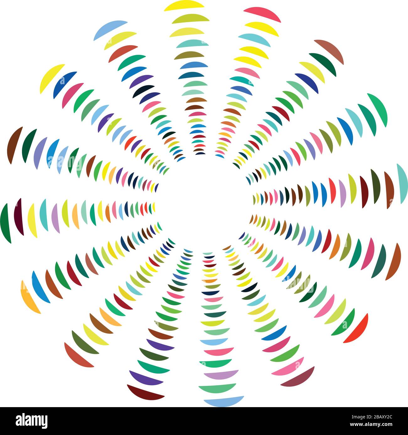 Single mottled, multi-color and colorful spiral, swirl, twirl element ...