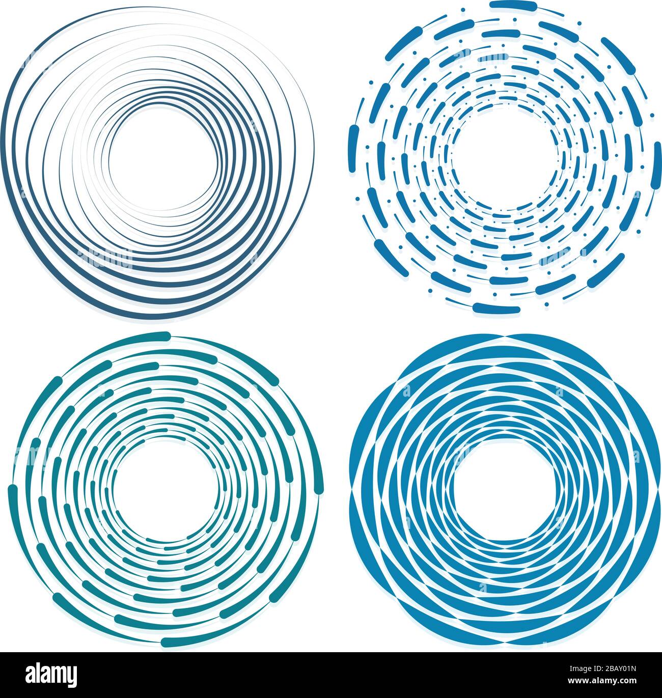 Set of single-colored,monochrome twirl, swirl. Shape with rotation ...