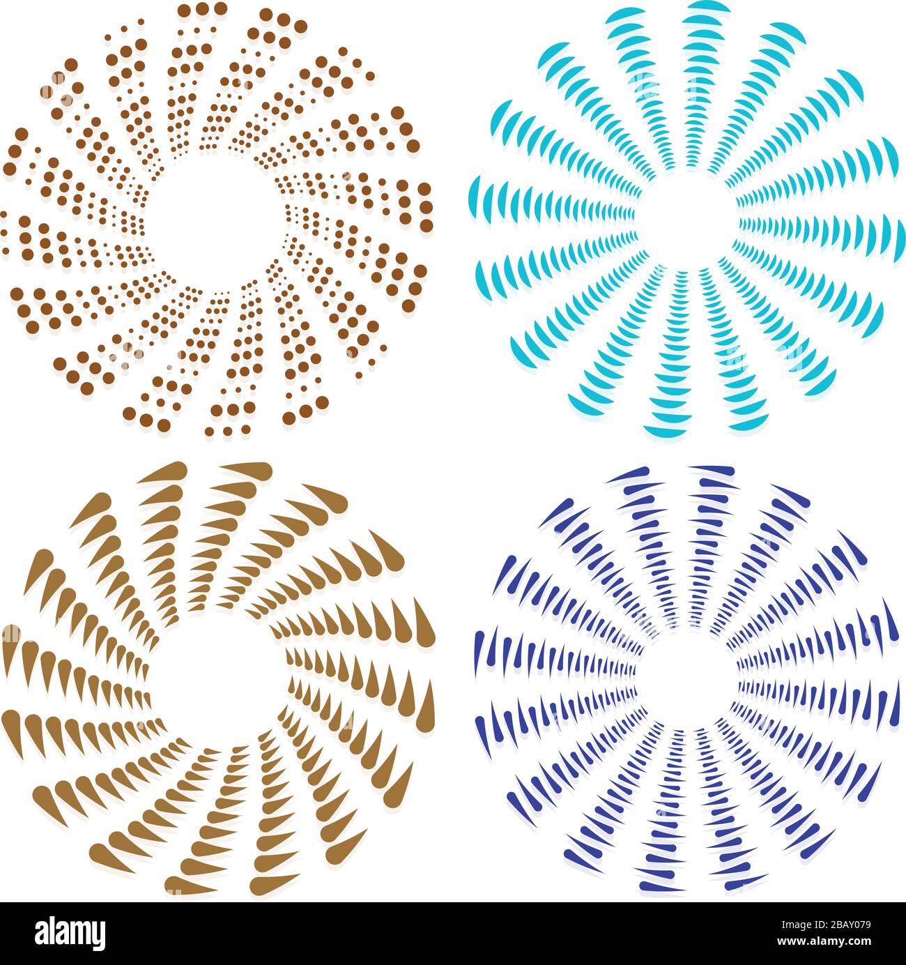 Set of single-colored,monochrome twirl, swirl. Shape with rotation ...