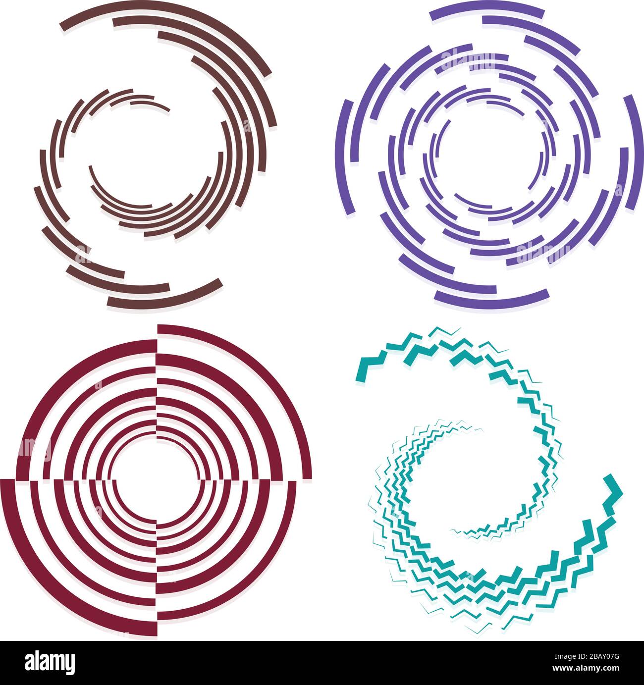 Set of single-colored,monochrome twirl, swirl. Shape with rotation ...