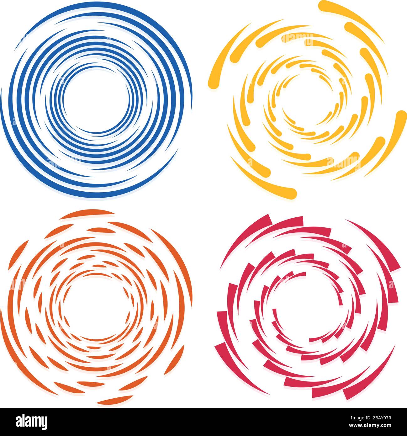 Set of single-colored,monochrome twirl, swirl. Shape with rotation ...