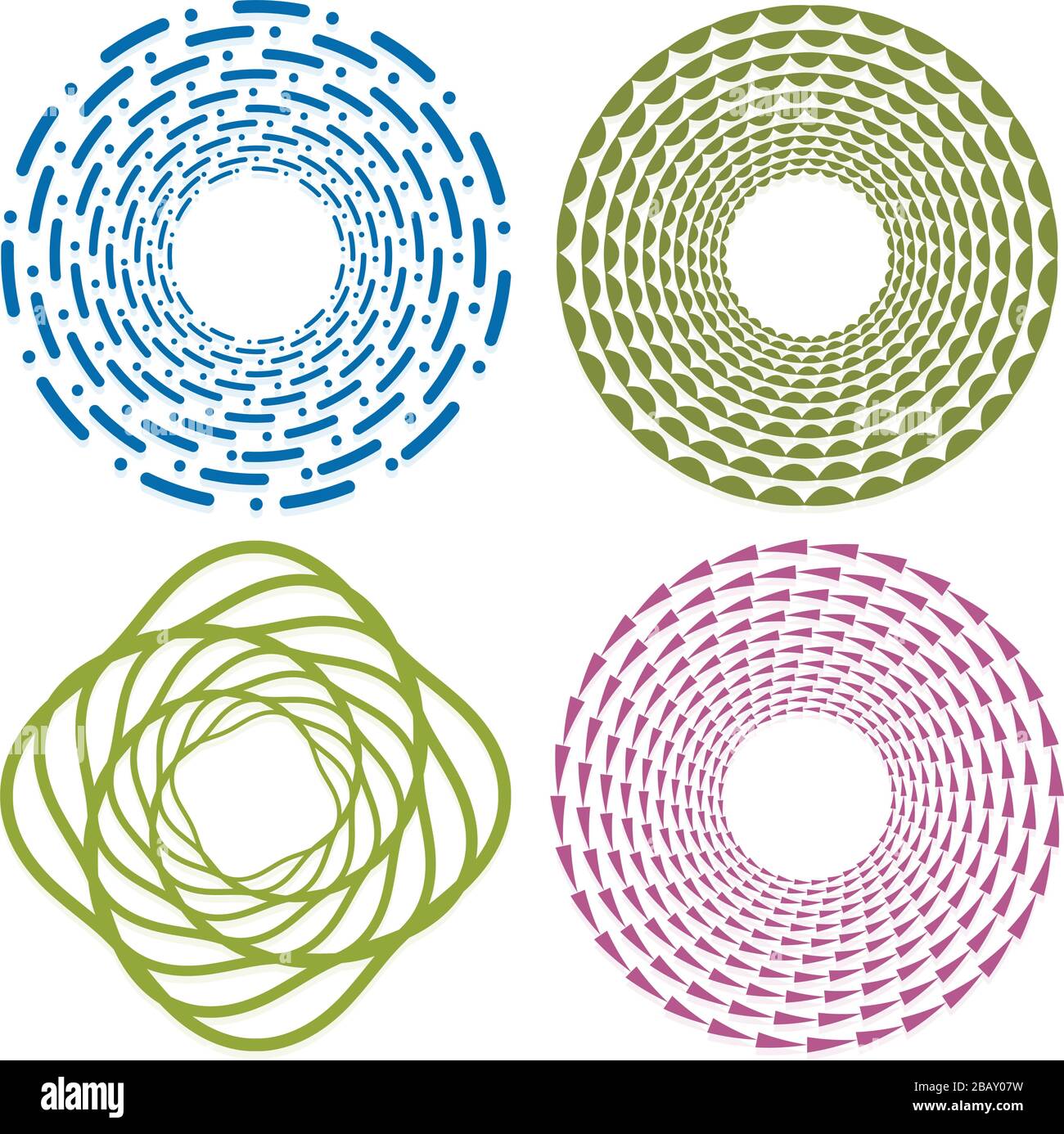 Set of single-colored,monochrome twirl, swirl. Shape with rotation ...