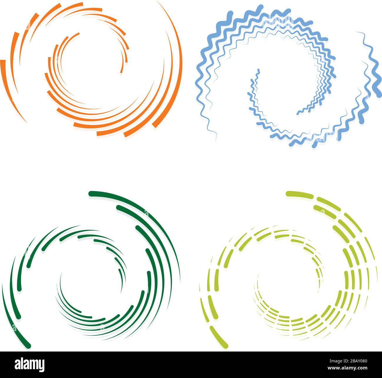 Set of single-colored,monochrome twirl, swirl. Shape with rotation ...
