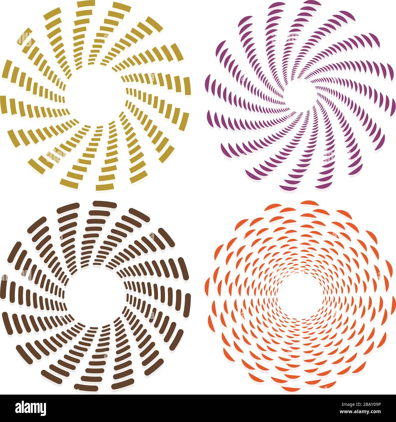 Set of single-colored,monochrome twirl, swirl. Shape with rotation ...