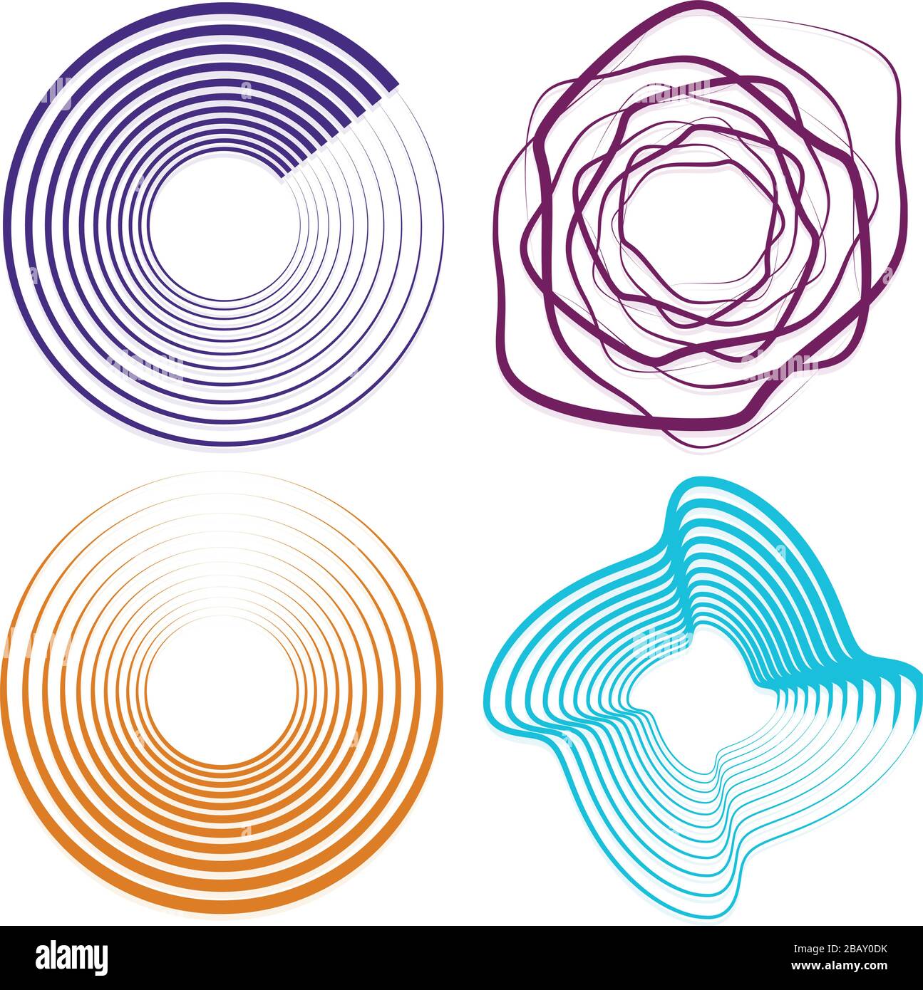 Set of single-colored,monochrome twirl, swirl. Shape with rotation ...