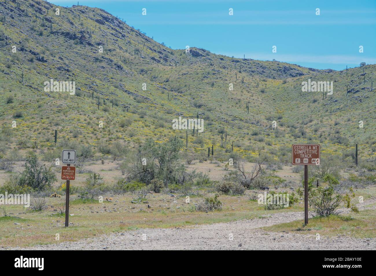 Estrella Mountain Competitive Track Sign, One Way and No Motorized ...