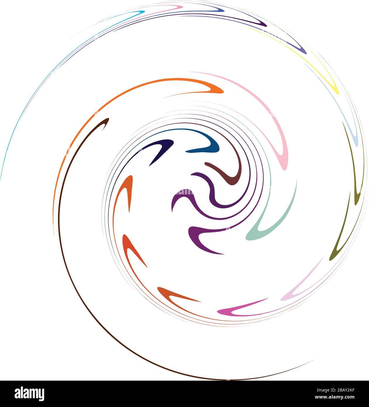 Single mottled, multi-color and colorful spiral, swirl, twirl element ...
