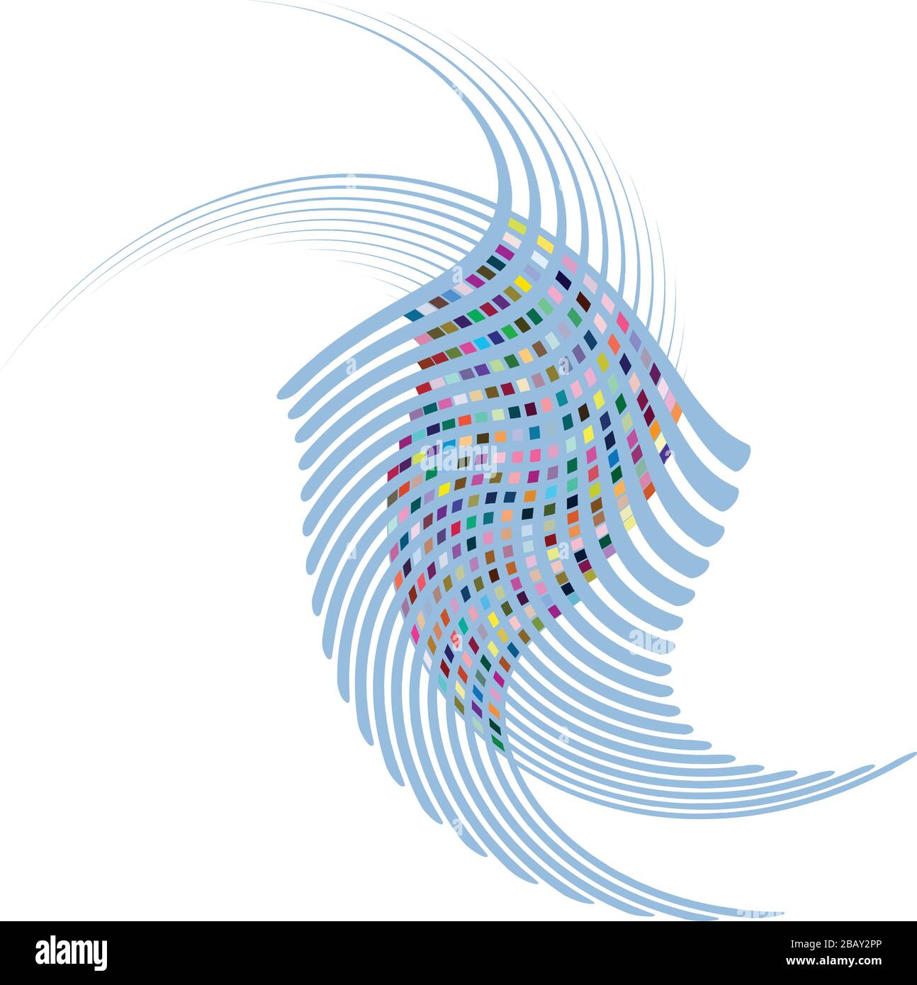 Single mottled, multi-color and colorful spiral, swirl, twirl element ...