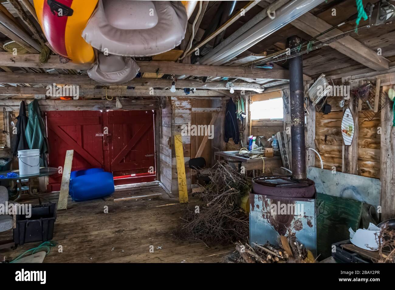 Interior of stage at the home of Desmond Adams, showing how it is used ...