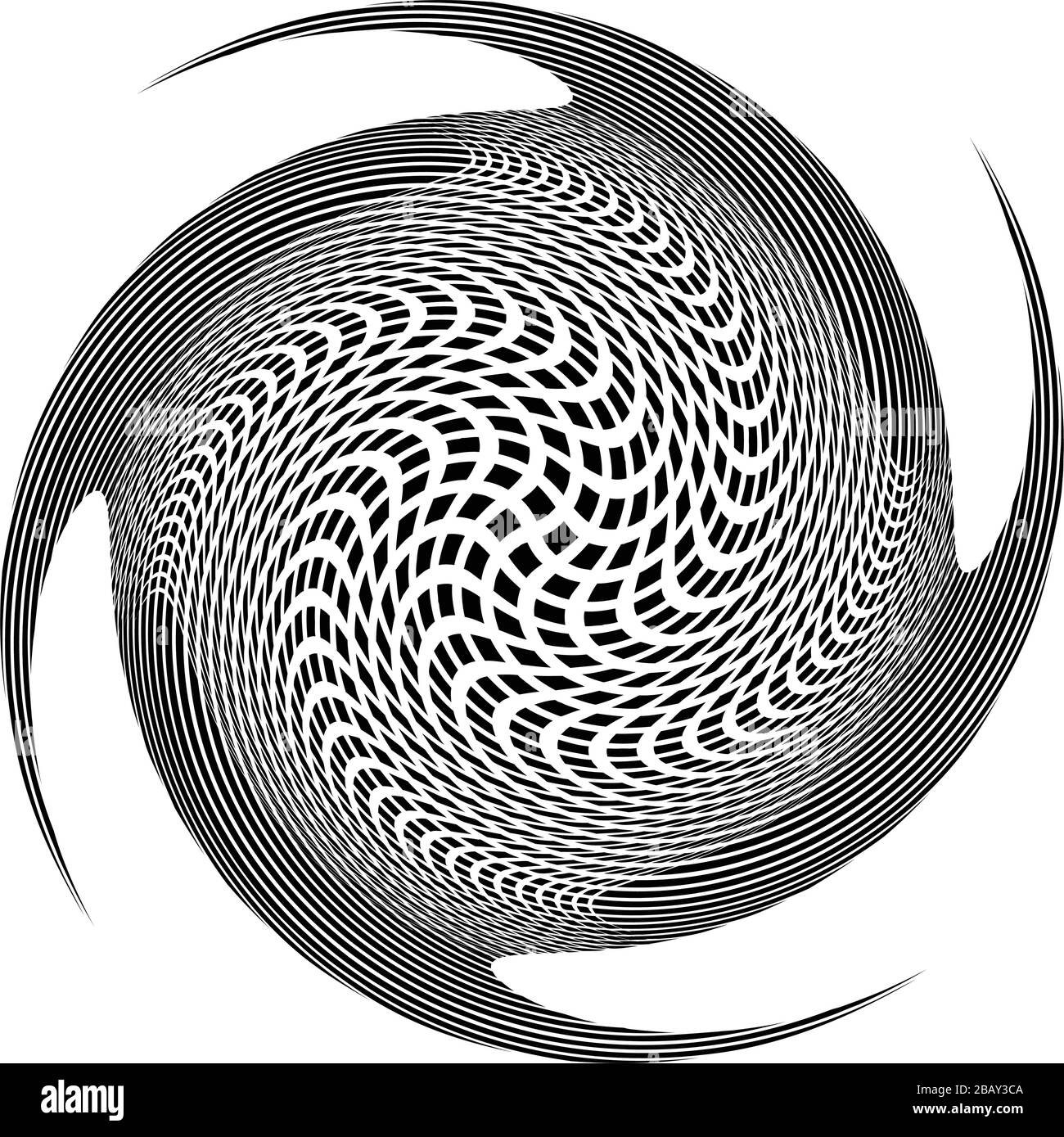 Monochrome volute, vortex shapes. Twisted helix elements. Rotation ...