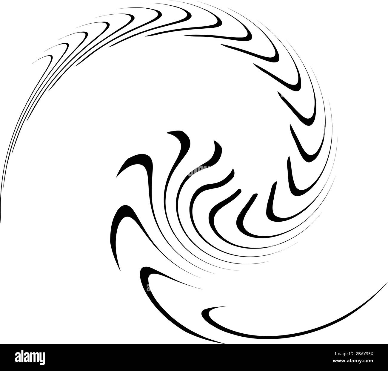 Monochrome volute, vortex shapes. Twisted helix elements. Rotation ...
