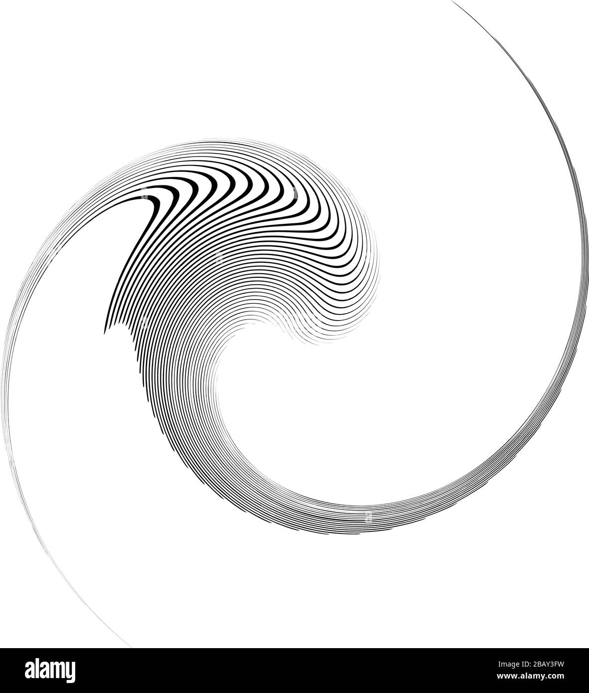 Monochrome volute, vortex shapes. Twisted helix elements. Rotation ...
