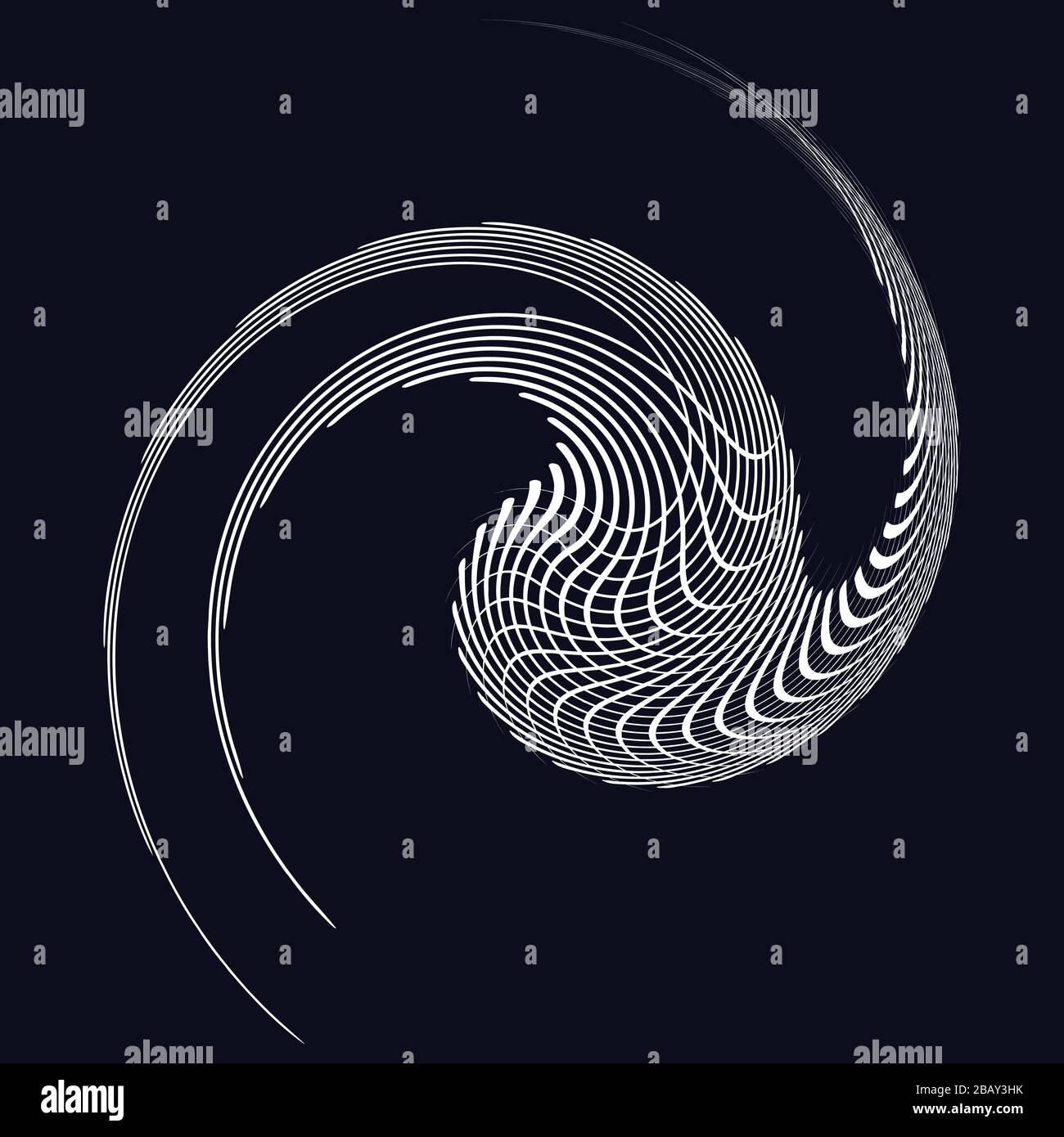 Monochrome volute, vortex shapes. Twisted helix elements. Rotation ...