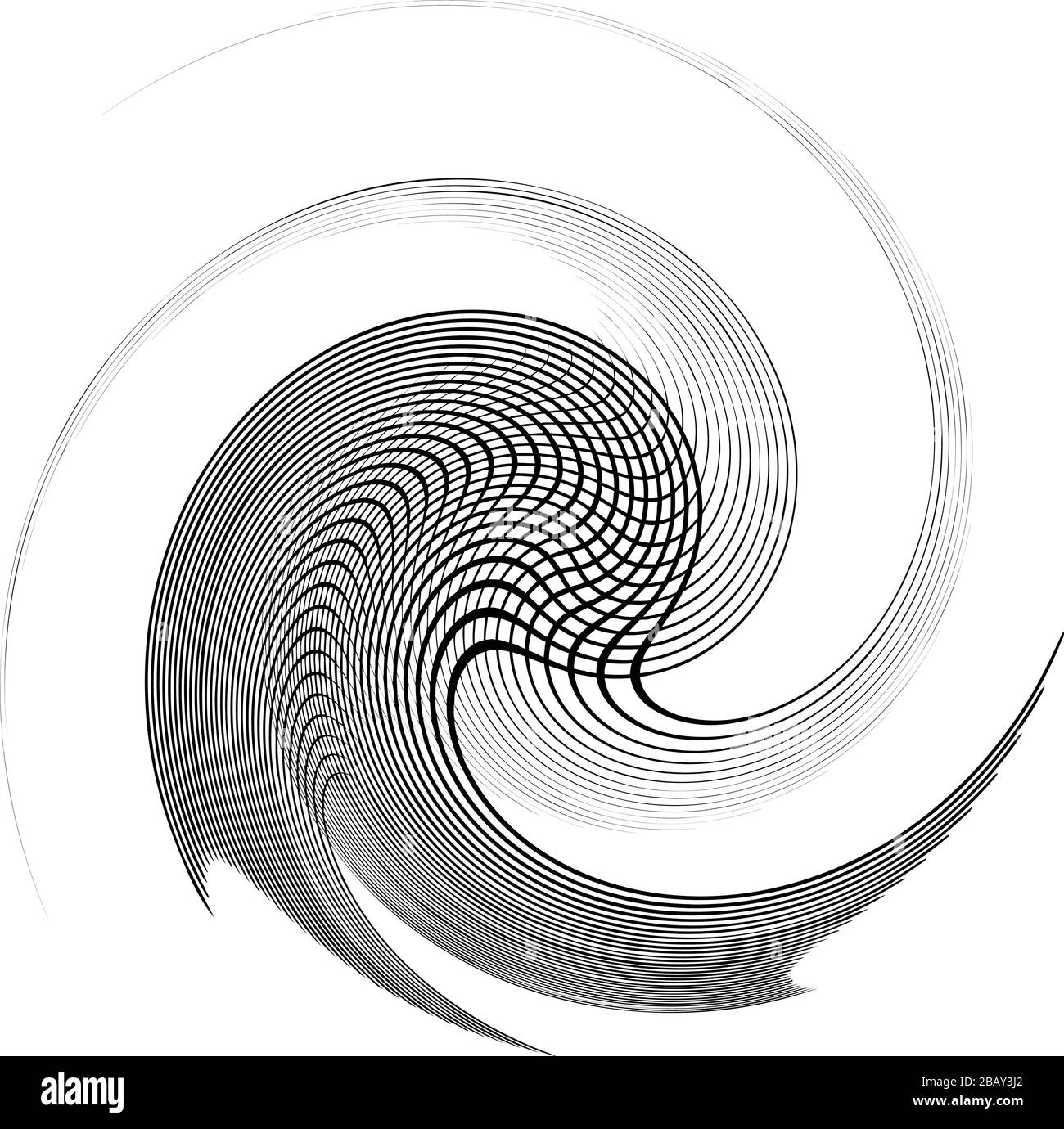 Monochrome volute, vortex shapes. Twisted helix elements. Rotation ...