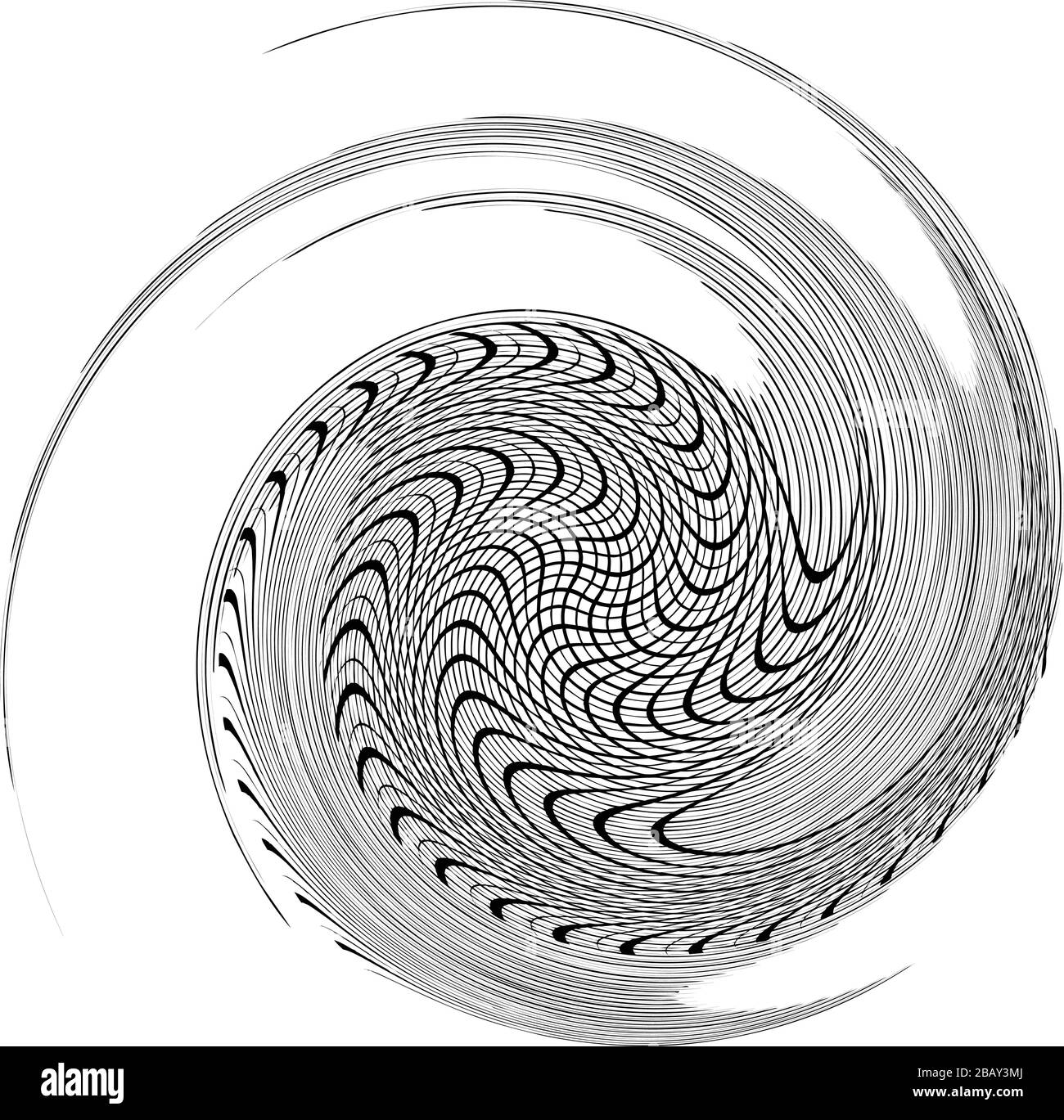 Monochrome volute, vortex shapes. Twisted helix elements. Rotation ...
