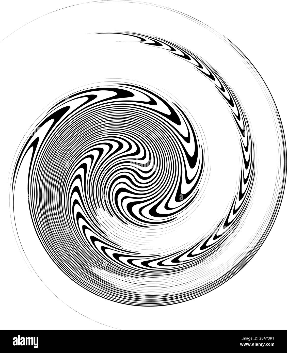 Monochrome volute, vortex shapes. Twisted helix elements. Rotation ...