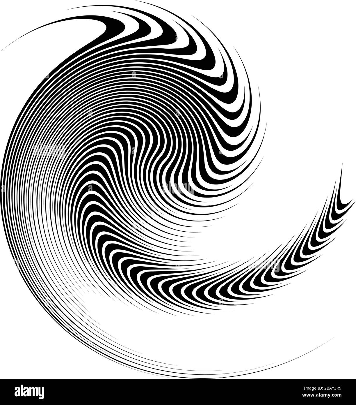 Monochrome volute, vortex shapes. Twisted helix elements. Rotation ...