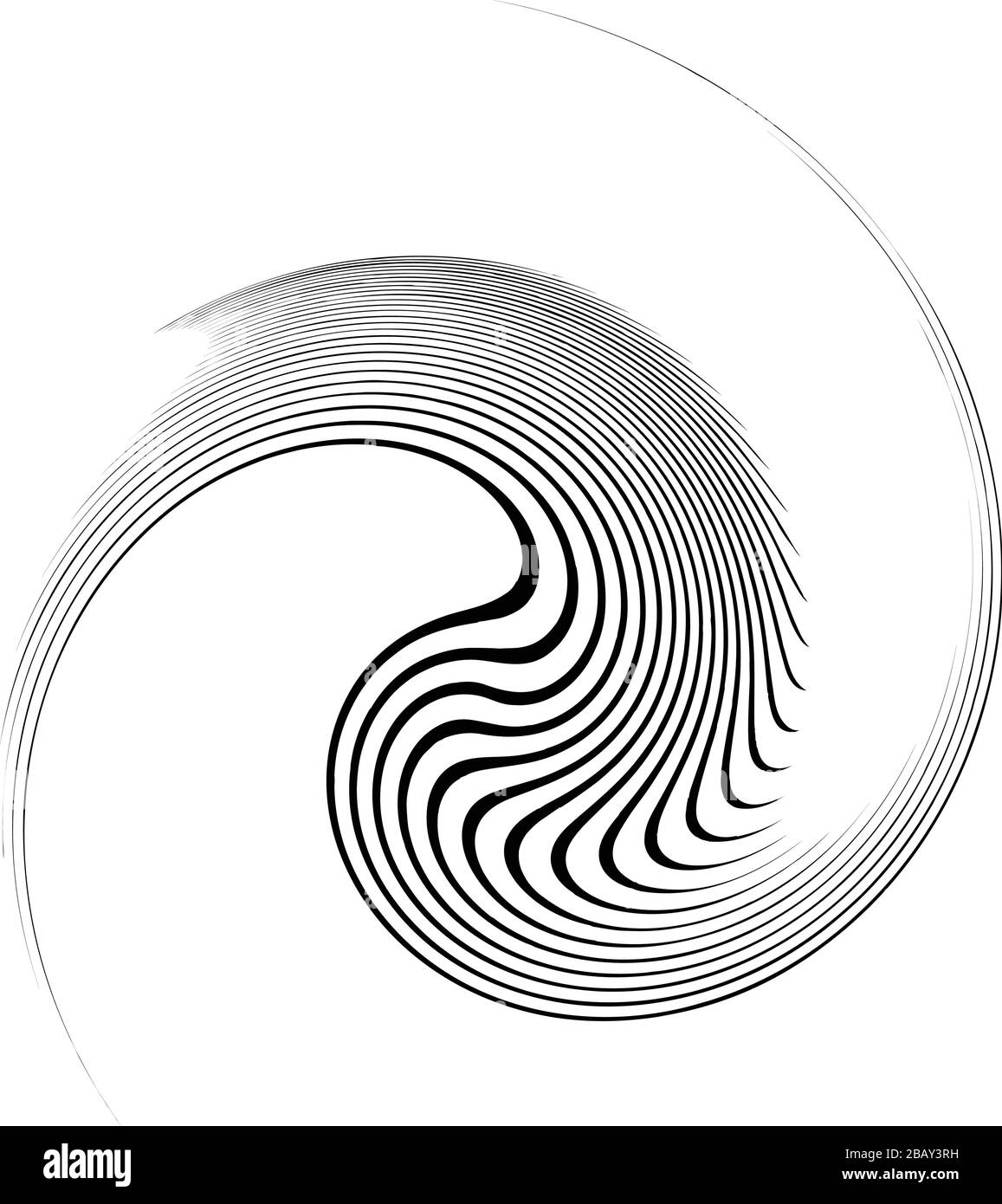 Monochrome volute, vortex shapes. Twisted helix elements. Rotation ...