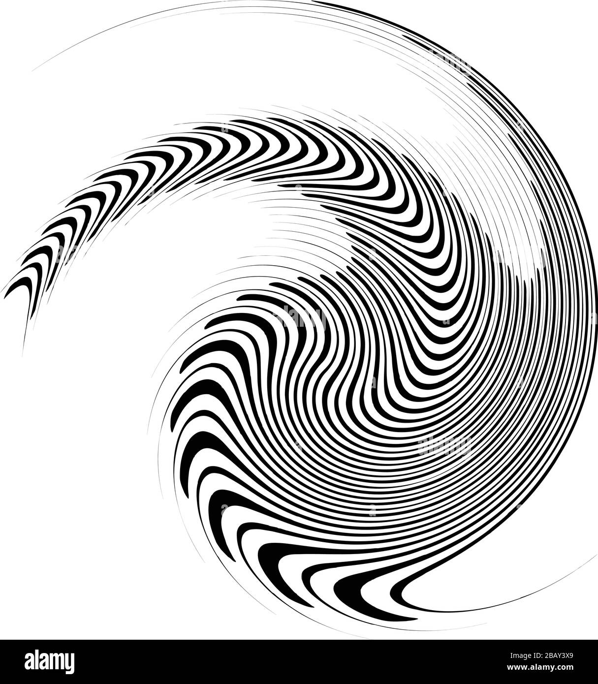 Monochrome volute, vortex shapes. Twisted helix elements. Rotation ...