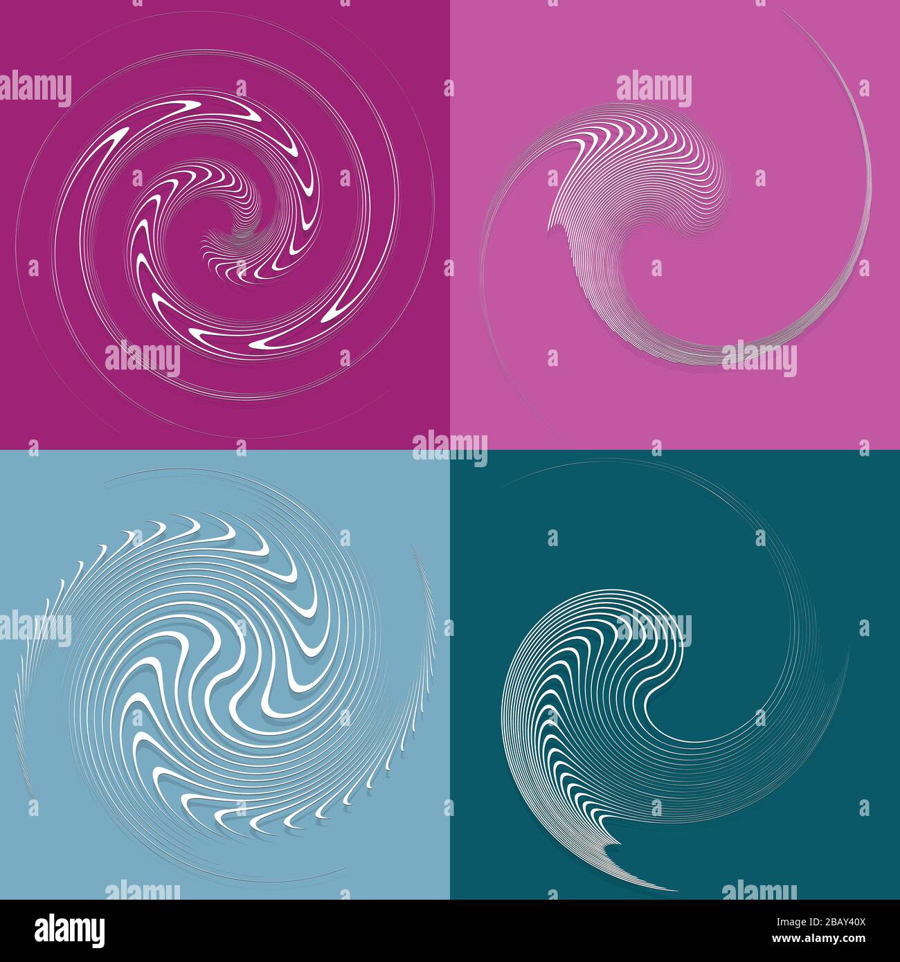 set of white helical, spiraling, curl and curly shapes. spiral, twirl ...