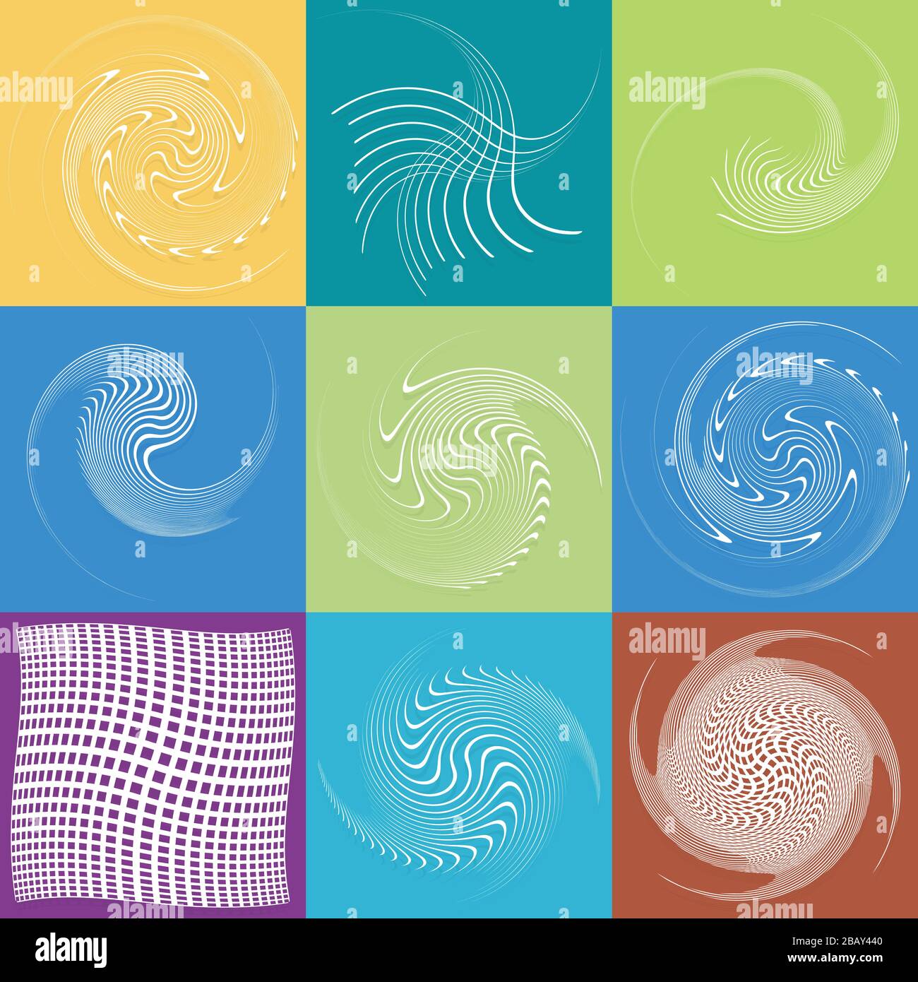 set of white helical, spiraling, curl and curly shapes. spiral, twirl ...