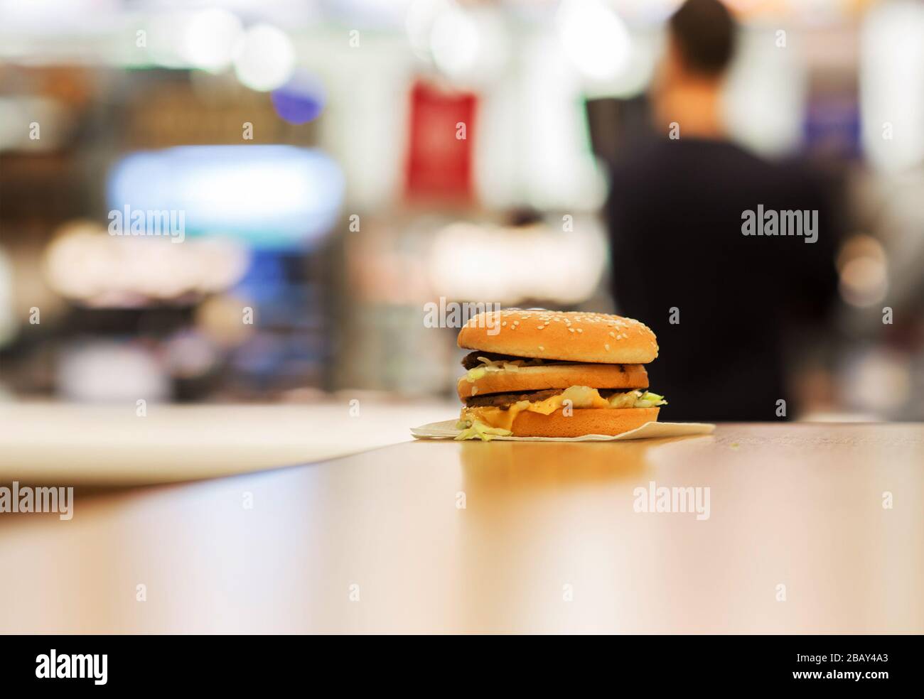 cheeseburger on the table. fast food restaurants Stock Photo - Alamy