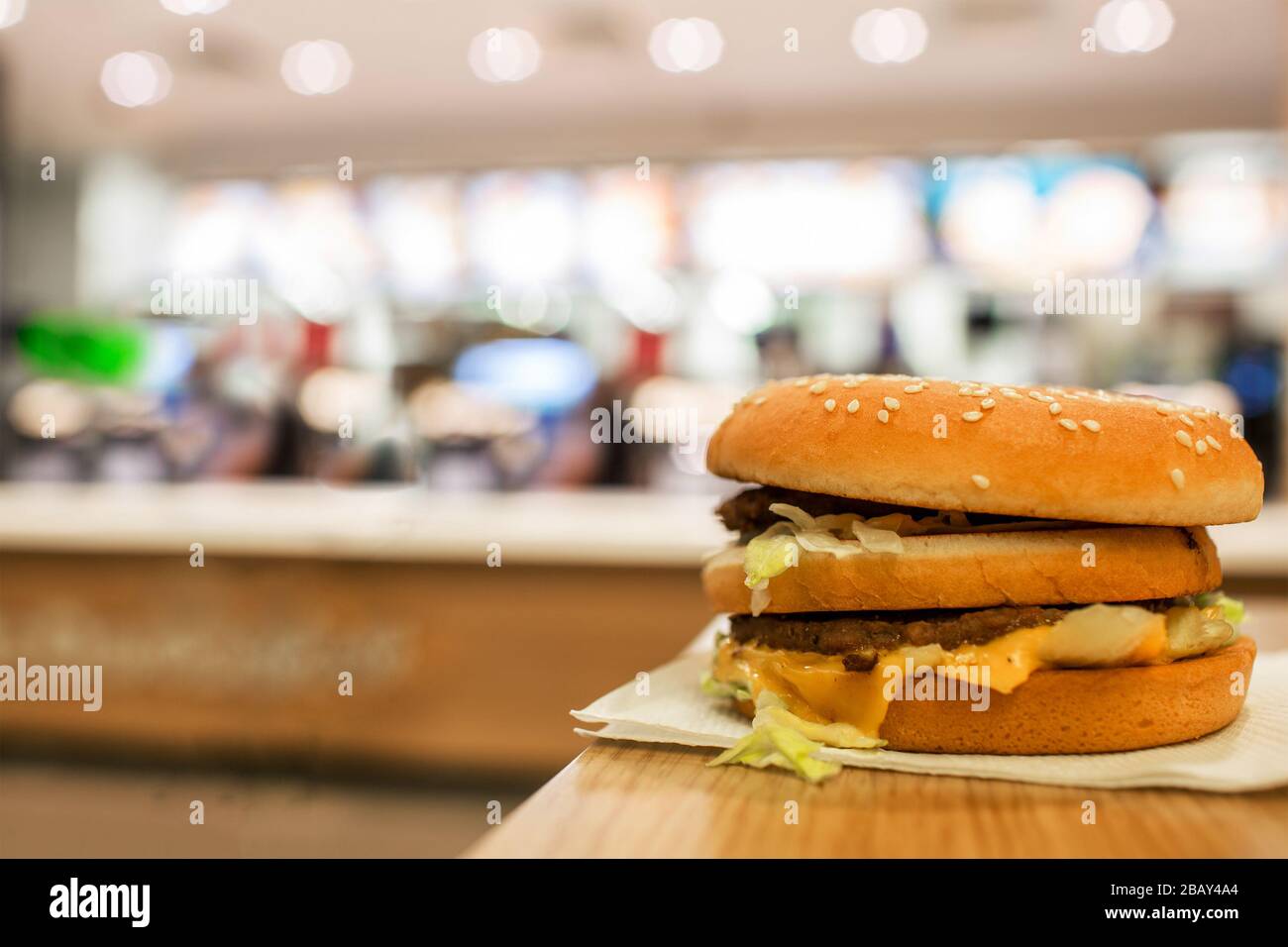 cheeseburger on the table. fast food restaurants Stock Photo - Alamy