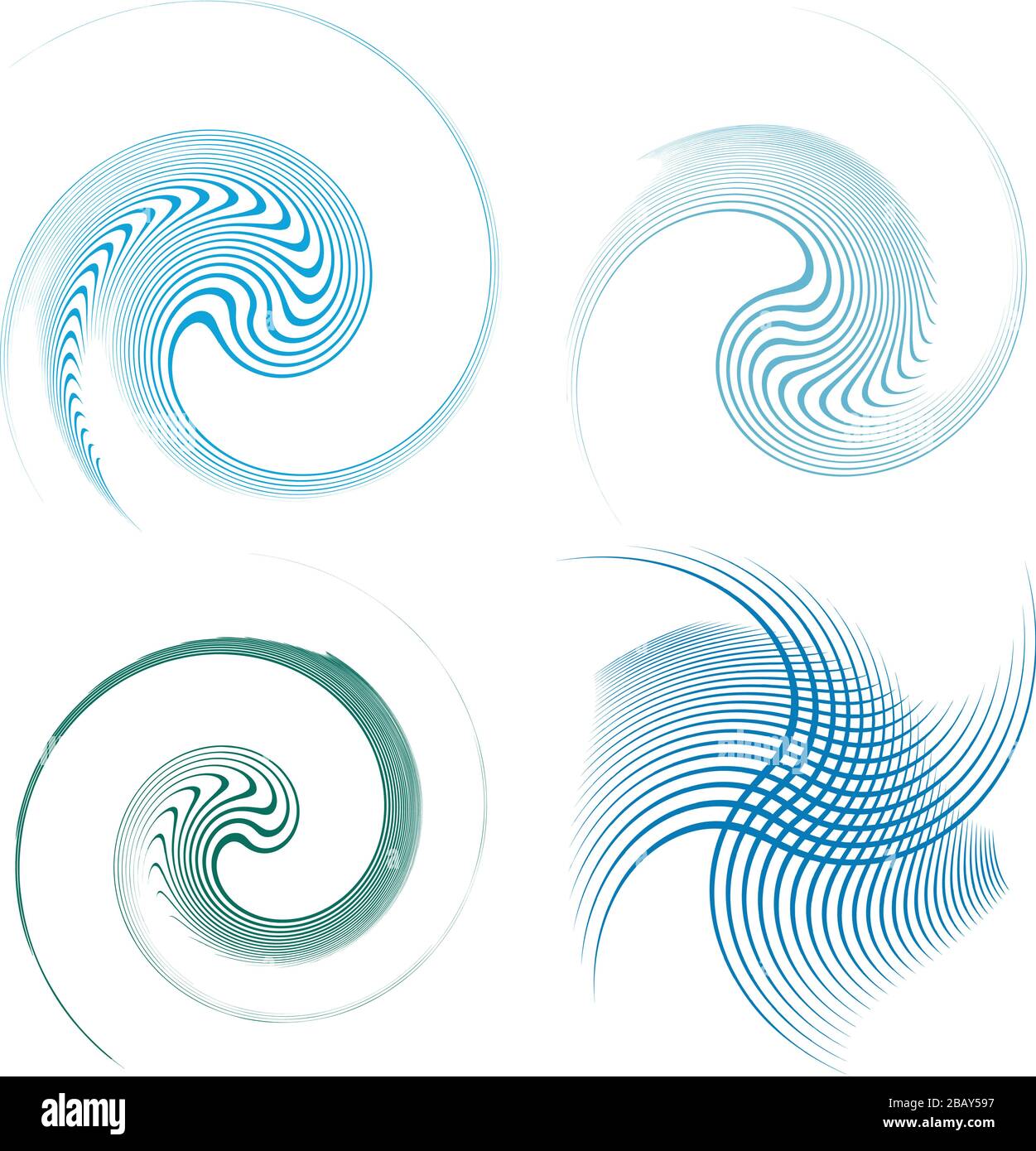 Set of single-colored,monochrome twirl, swirl. Shape with rotation ...