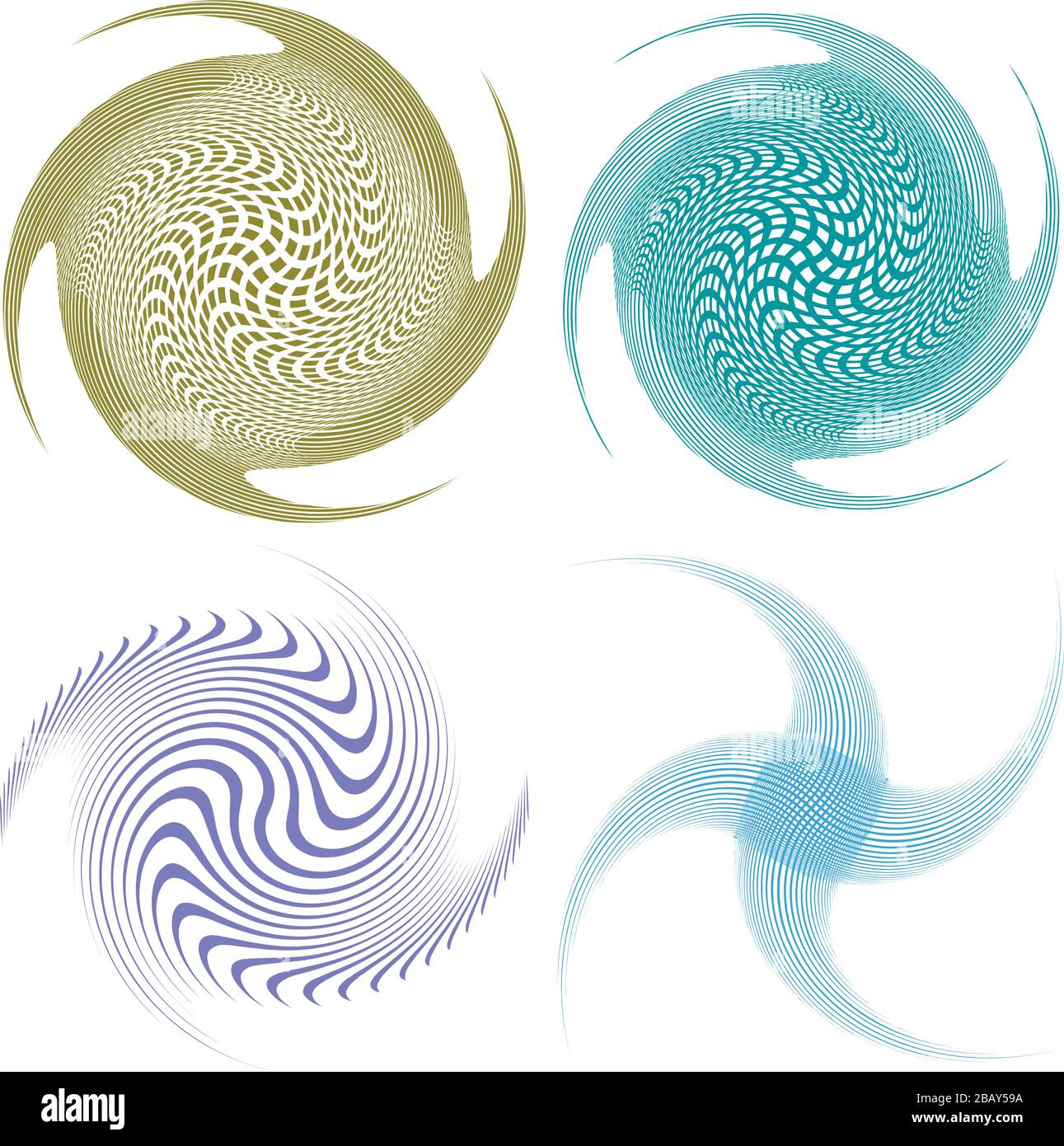 Set of single-colored,monochrome twirl, swirl. Shape with rotation ...
