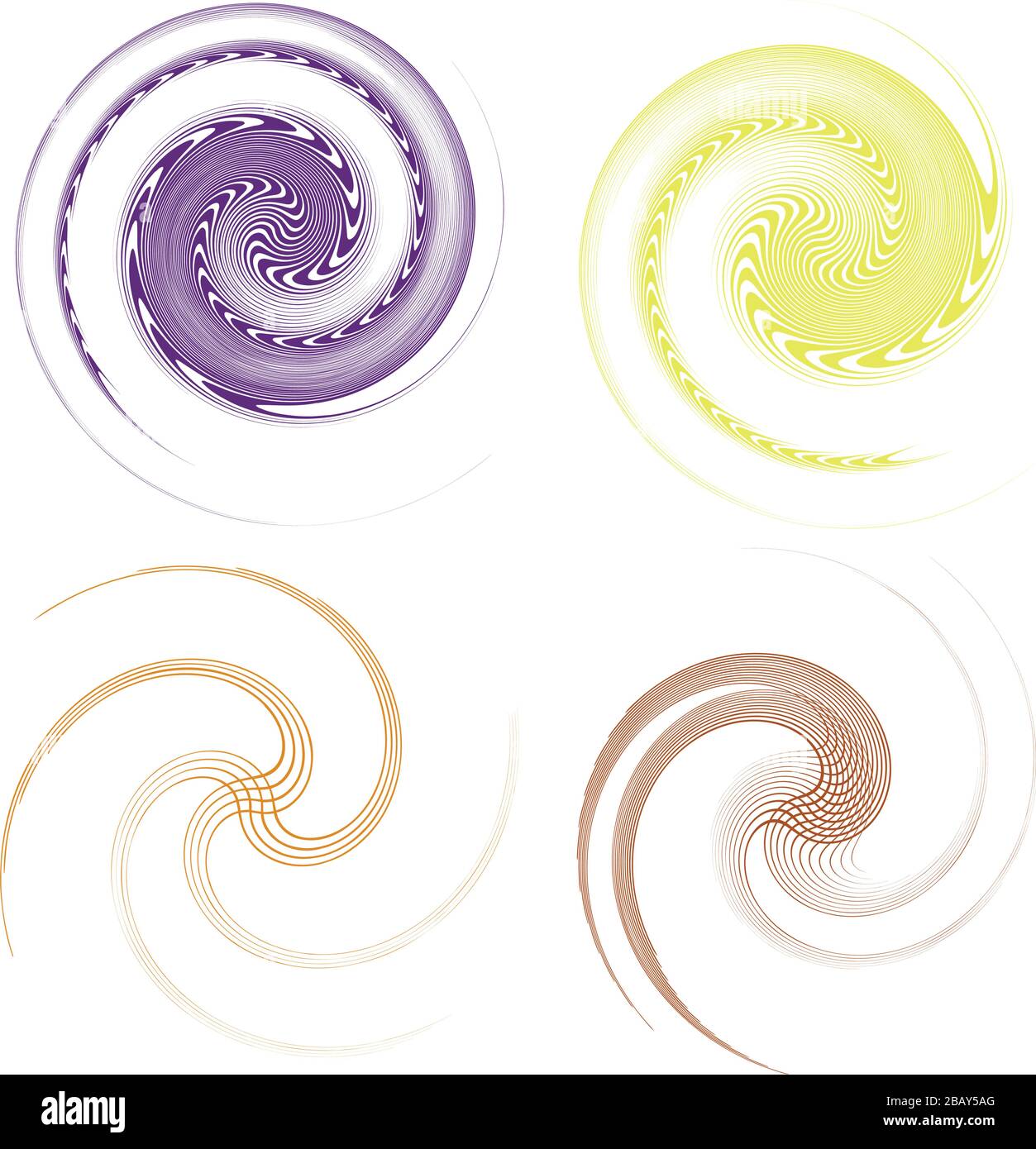 Set of single-colored,monochrome twirl, swirl. Shape with rotation ...