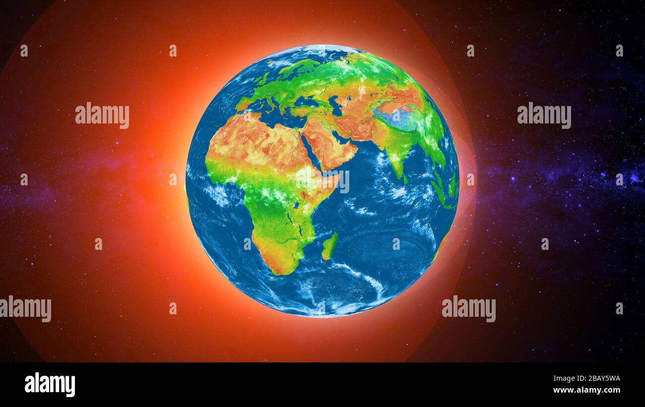 Planet Earth in night time with city lights in space with stars. 3d ...