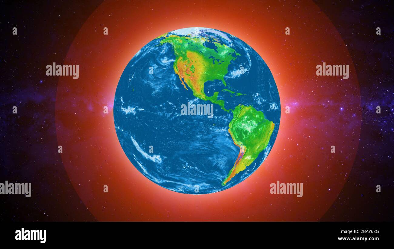 Planet Earth in night time with city lights in space with stars. 3d ...