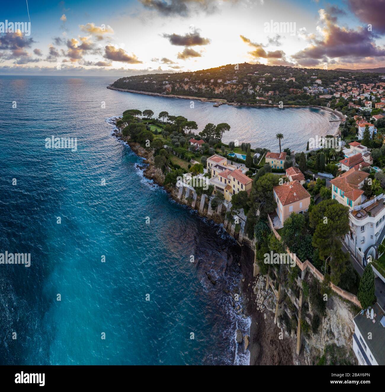 France, Saint-Jean-Cape-Ferrat, 15 December 2019: Aerial view of most ...