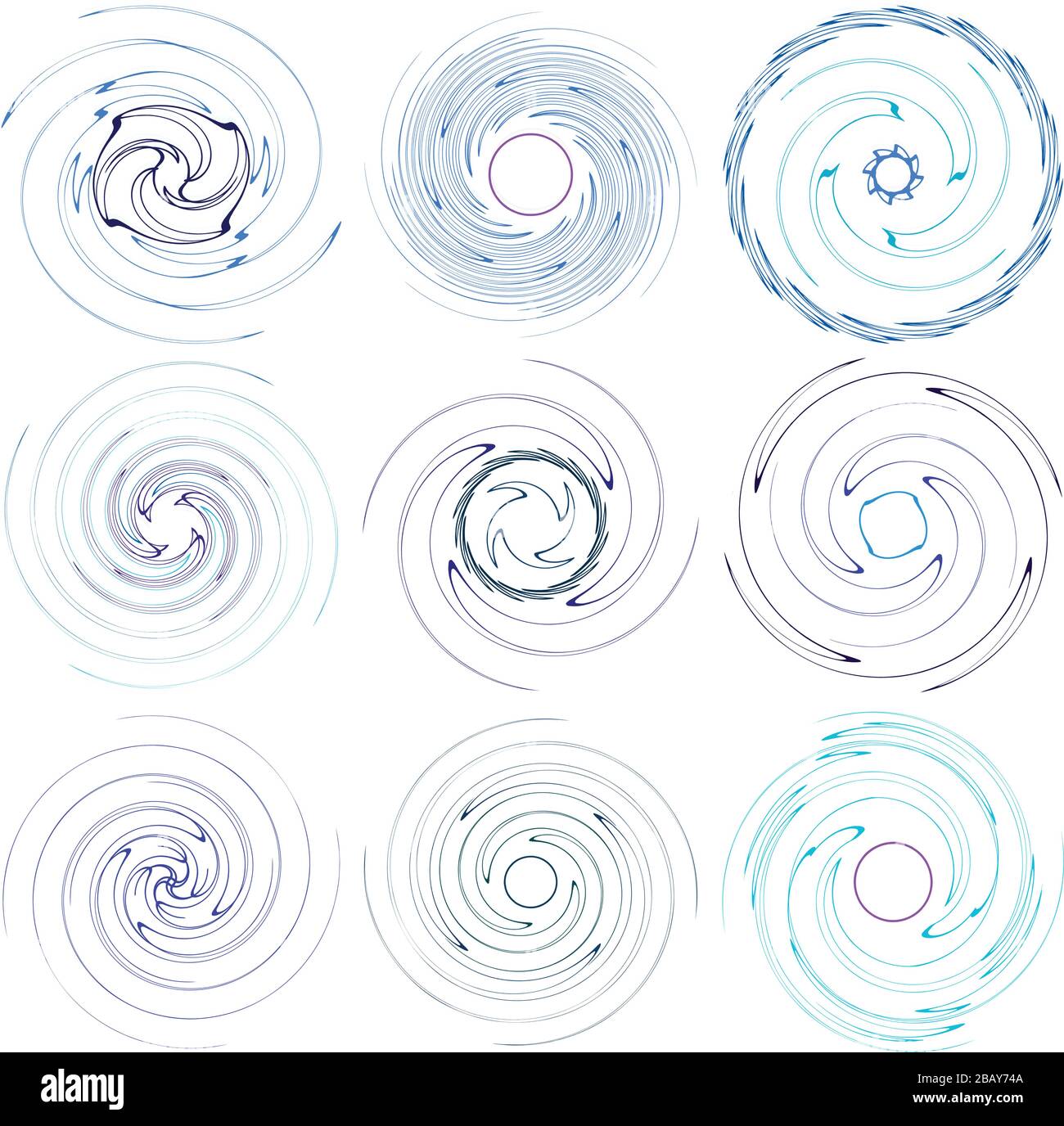 monochrome cyclic, cycle concentric rings. revolved spiral, vortex ...