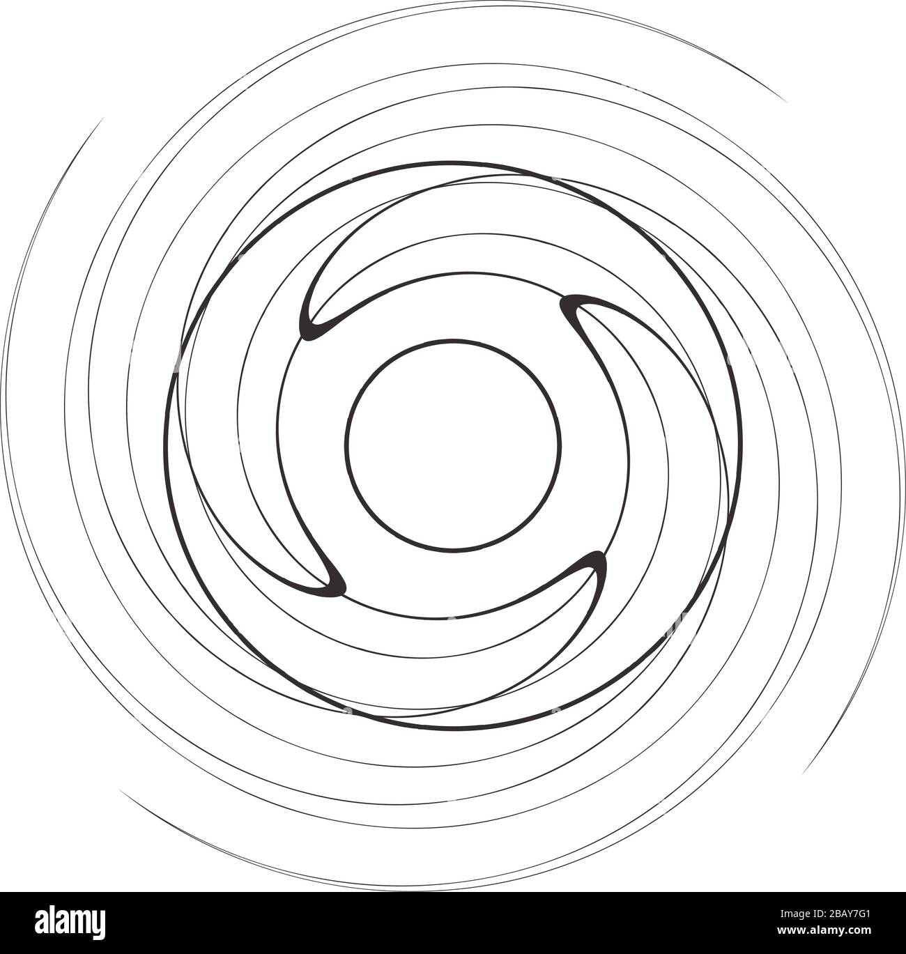 Monochrome volute, vortex shapes. Twisted helix elements. Rotation ...