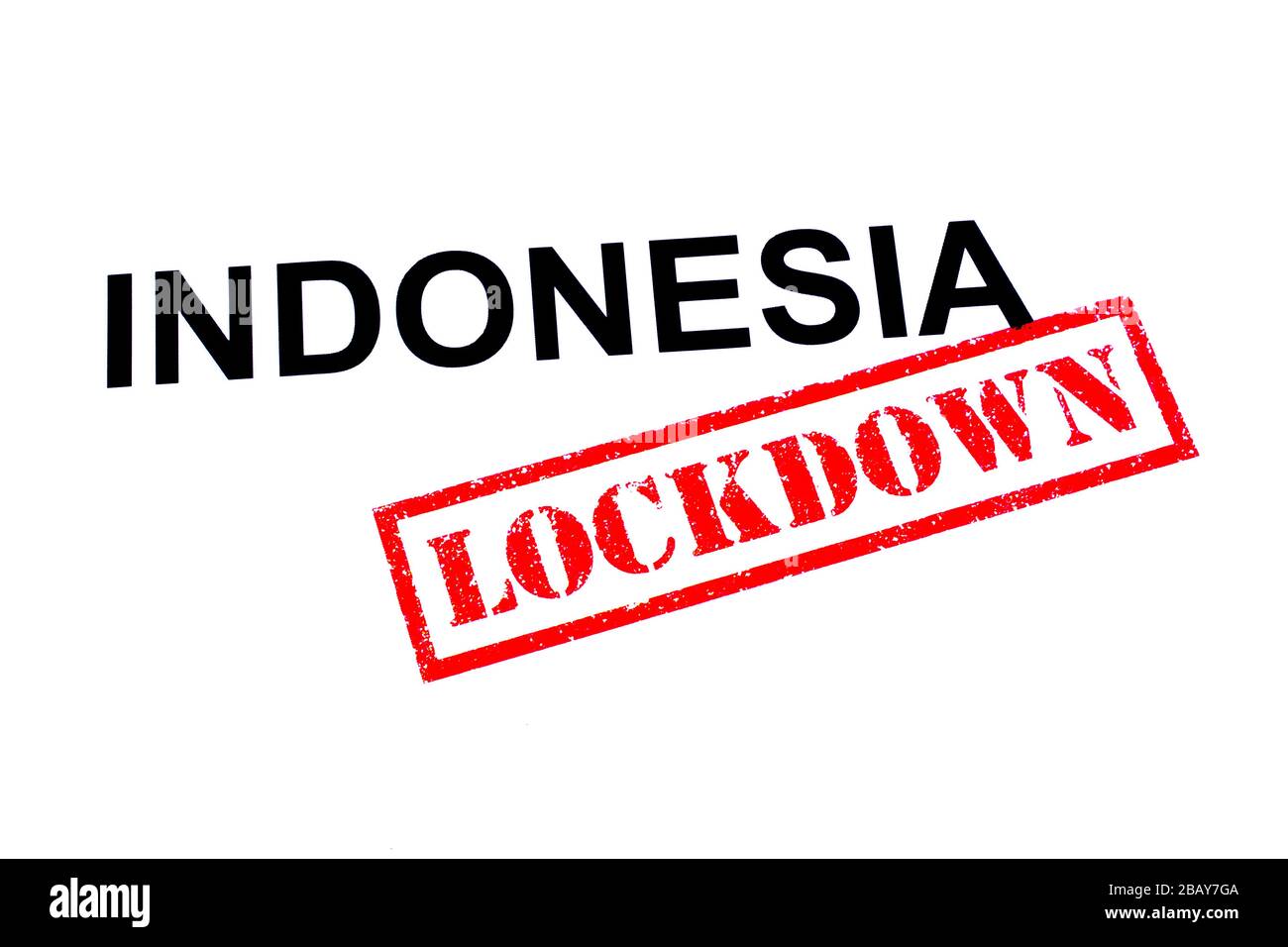 INDONESIA with a red LOCKDOWN rubber stamp Stock Photo - Alamy