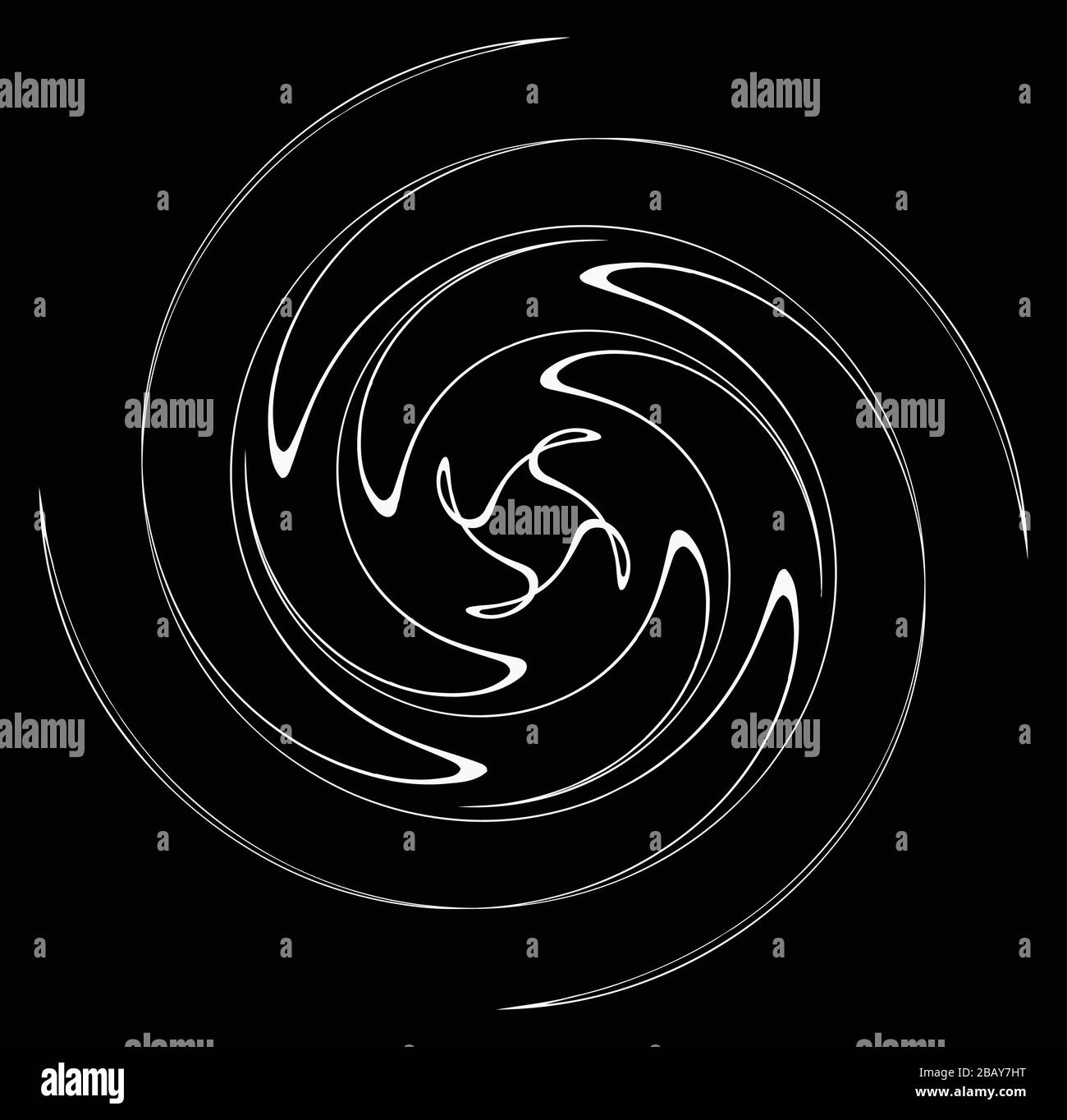 Monochrome volute, vortex shapes. Twisted helix elements. Rotation ...