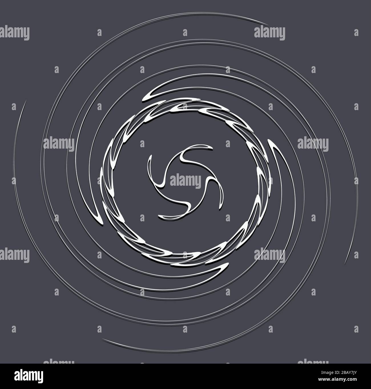 Monochrome volute, vortex shapes. Twisted helix elements. Rotation ...