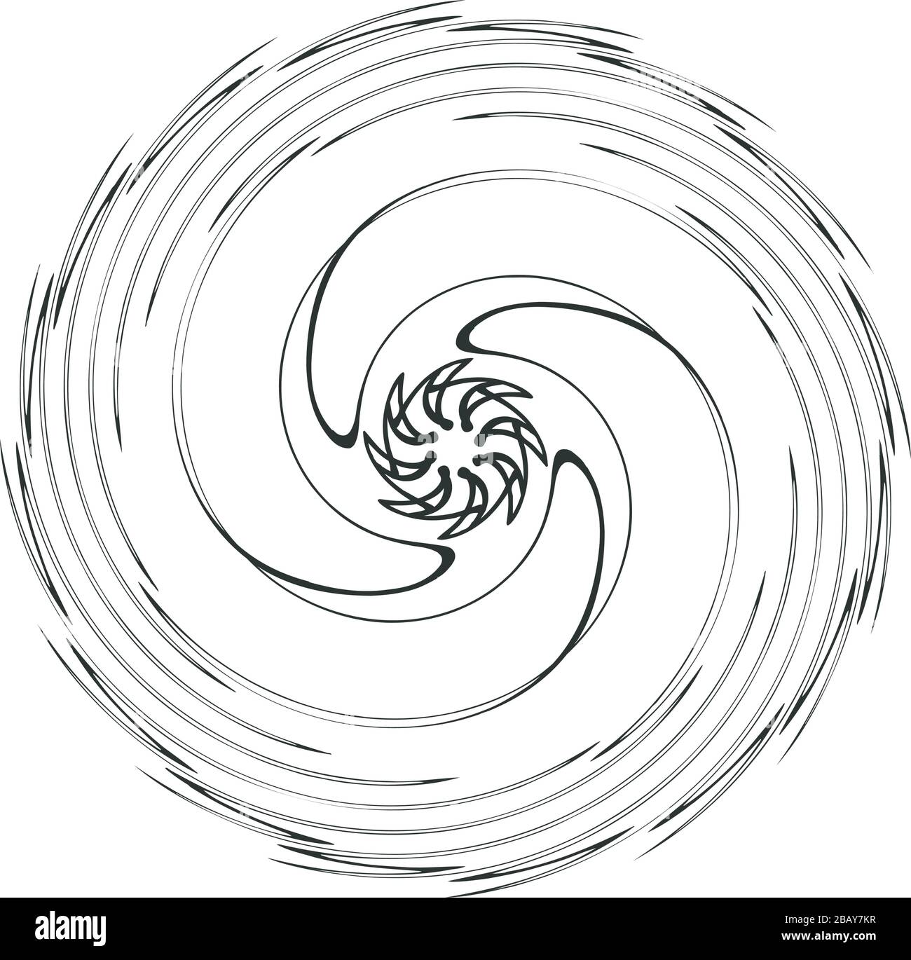 Monochrome volute, vortex shapes. Twisted helix elements. Rotation ...