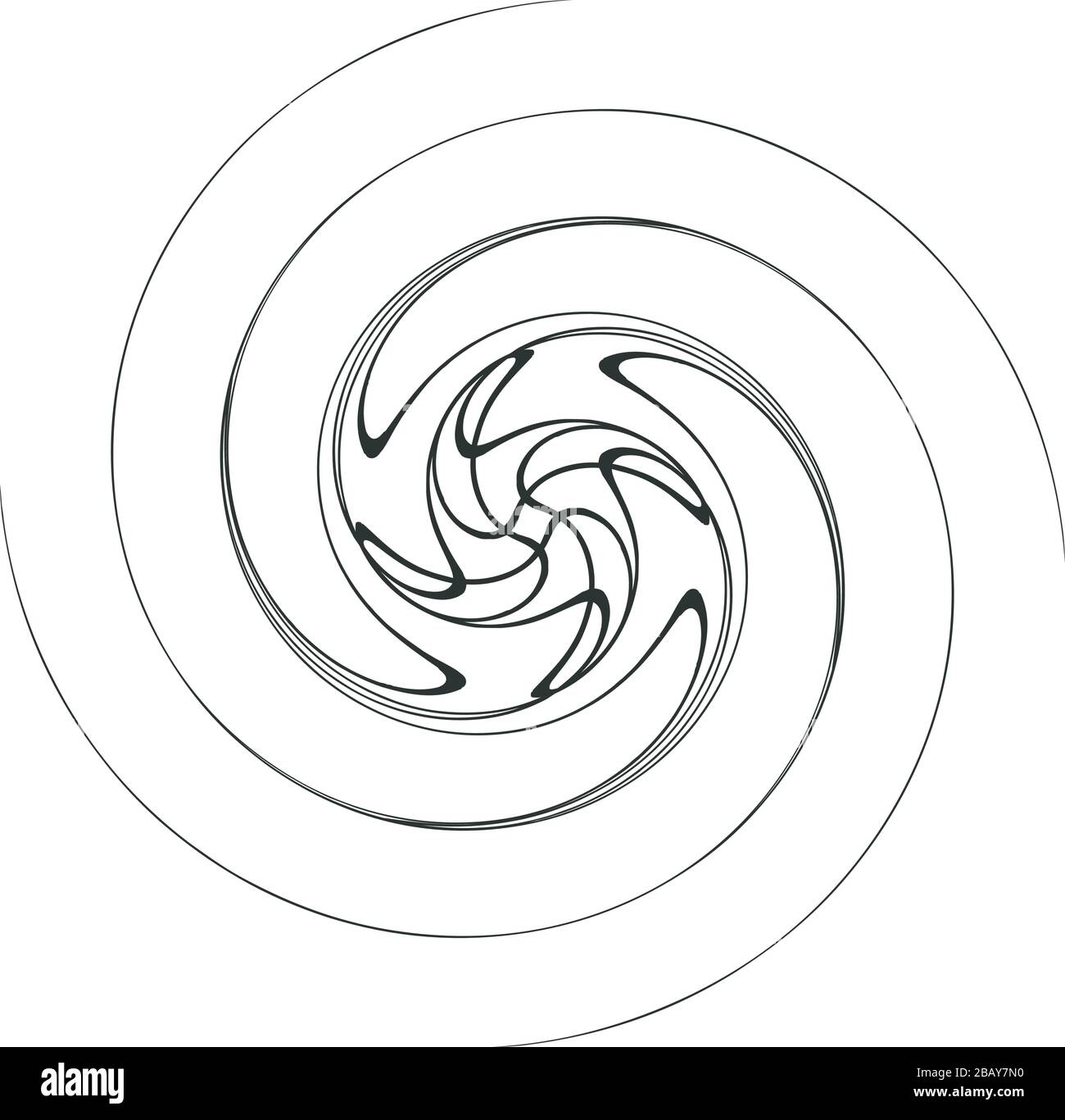 Monochrome volute, vortex shapes. Twisted helix elements. Rotation ...
