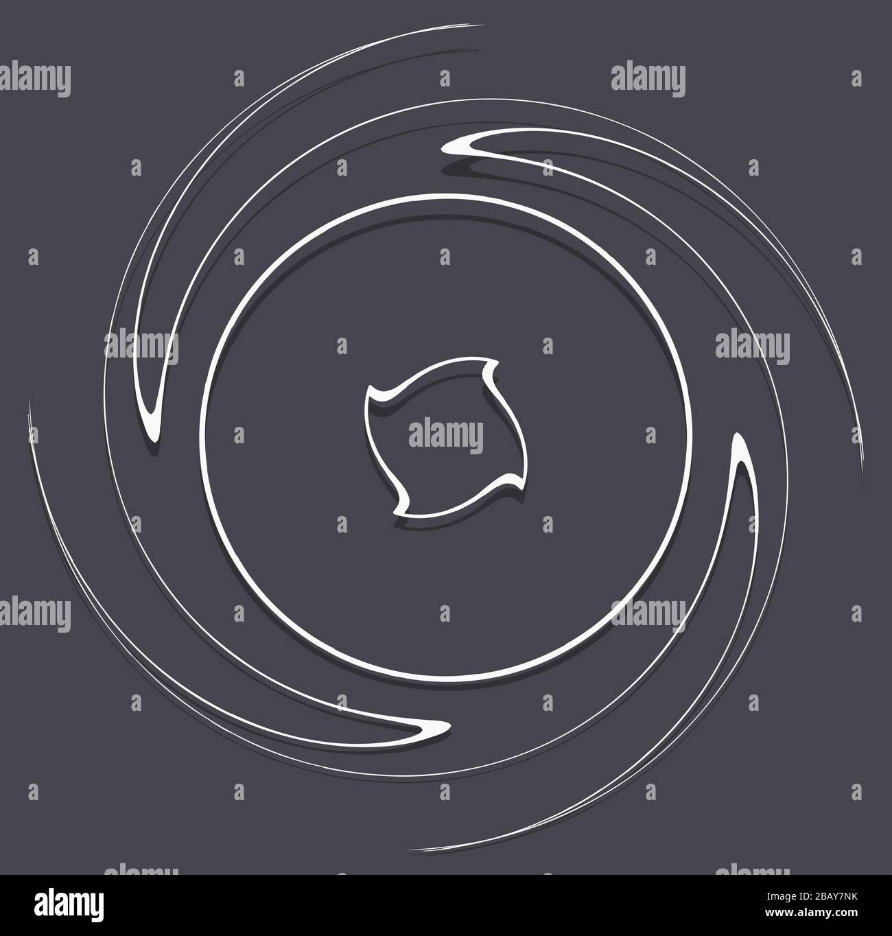 Monochrome volute, vortex shapes. Twisted helix elements. Rotation ...